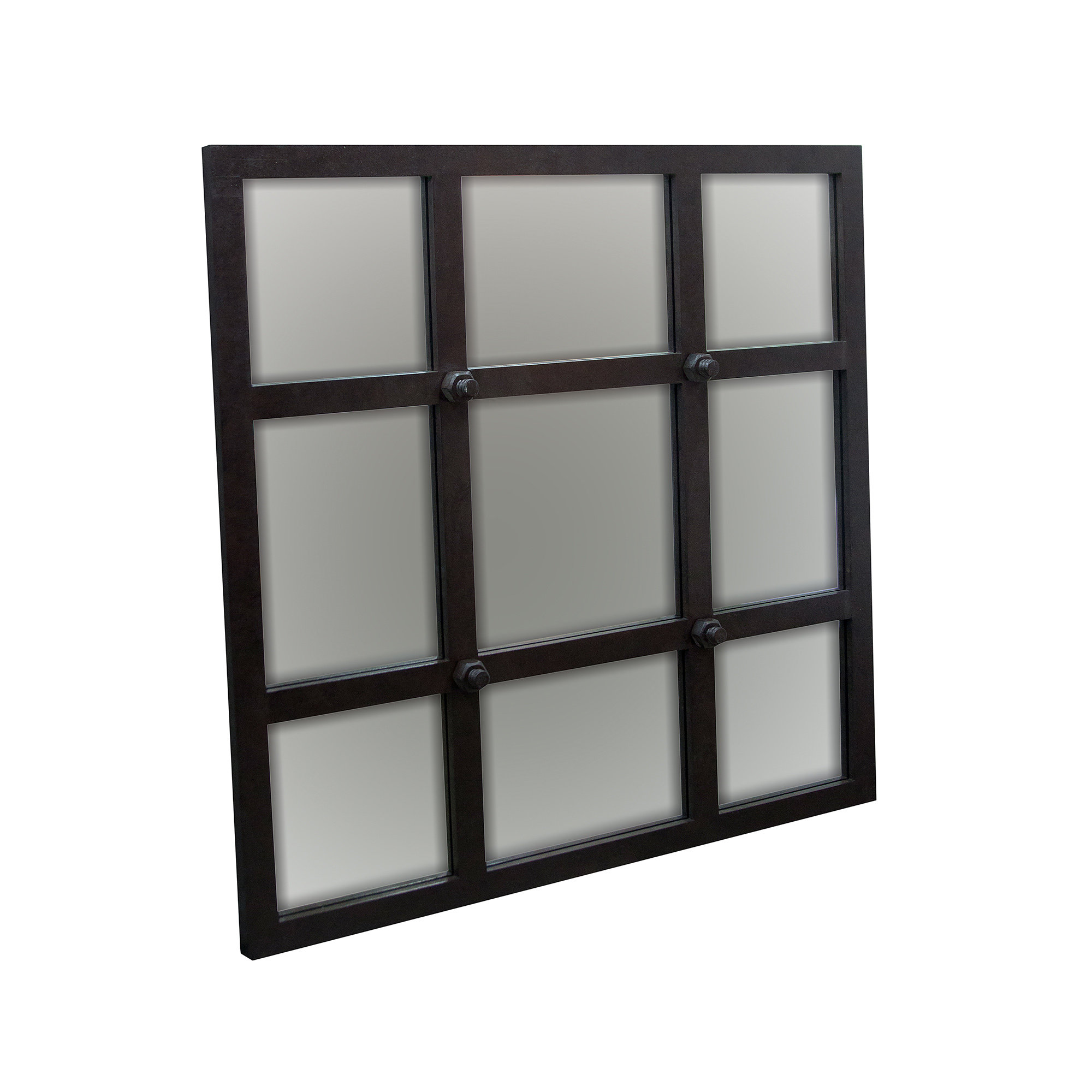 Casual Elements Iron Mountain Industrial Style Square Mirror With Grids ...