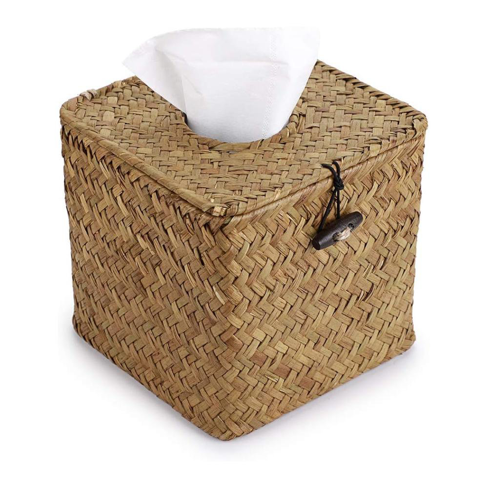 Bay Isle Home™ Tissue Box Cover Square Seagrass Tissue Box With Lid ...