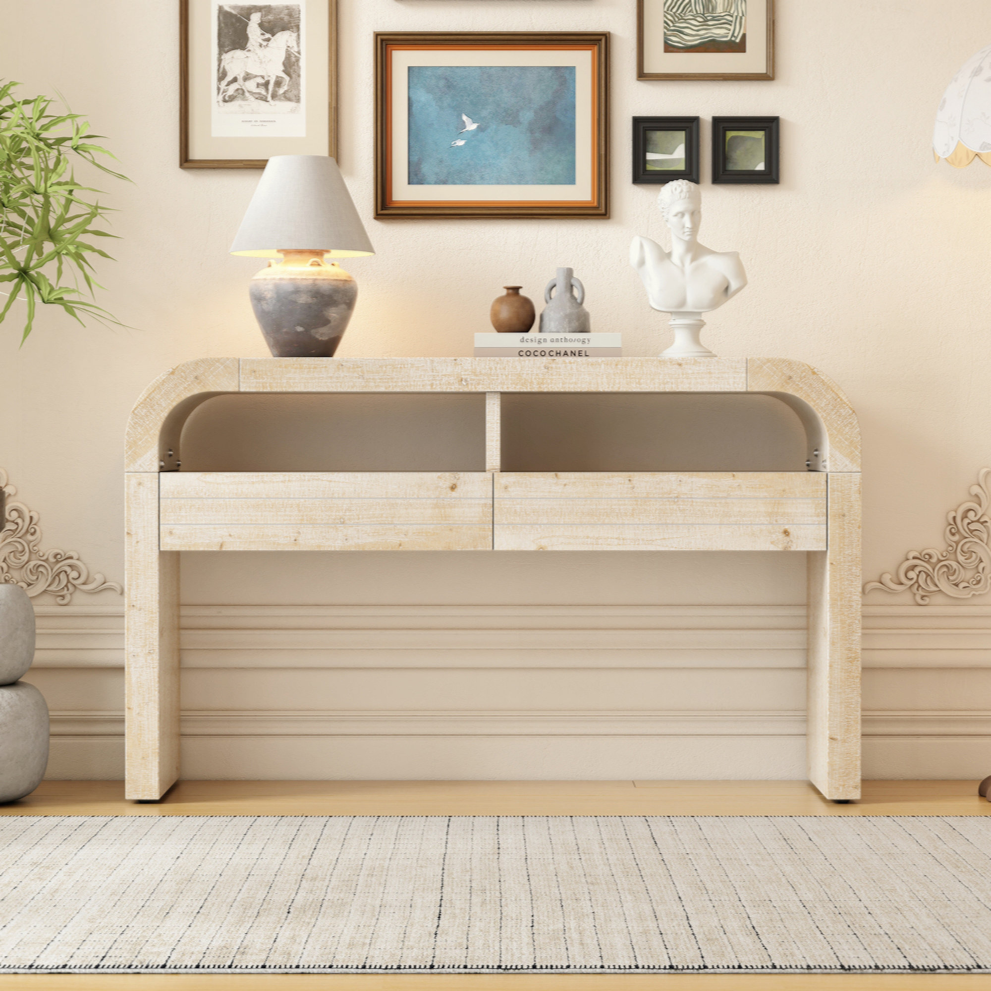 Corrigan Studio Console Table Entryway Table, Retro Curved Sofa Table ...