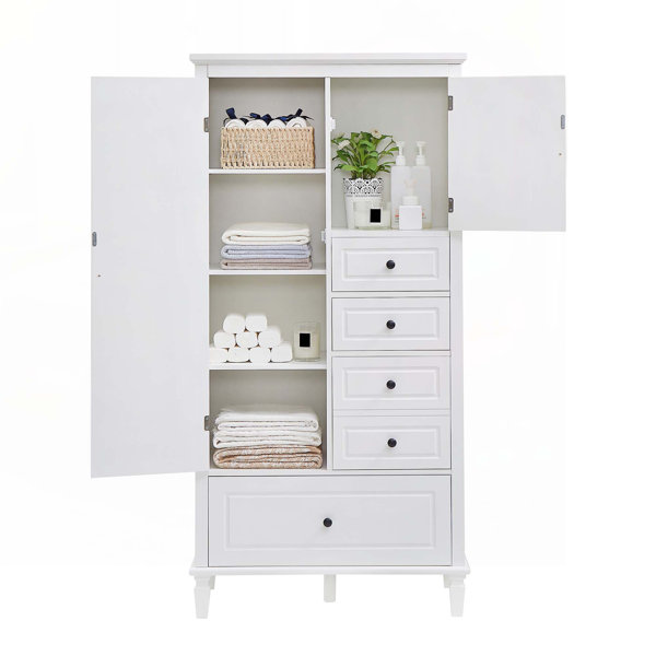 Wildon Home® Tall and Wide Storage Cabinet with Doors and Four Drawers ...