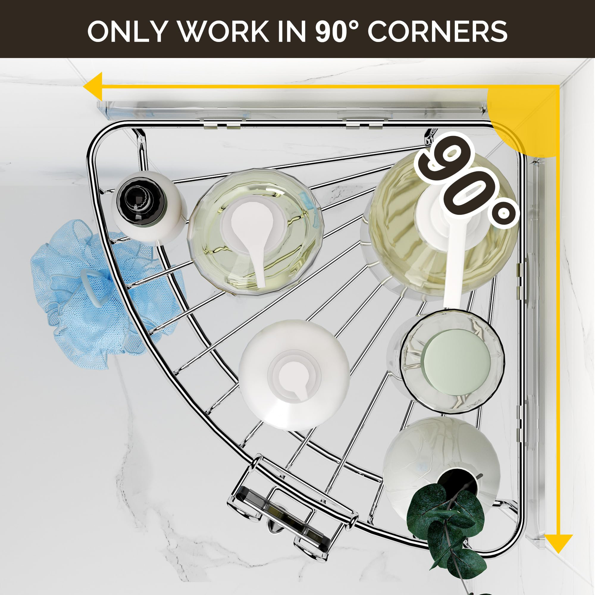 Rebrilliant Corner Shower Caddy Stainless Steel With Hooks Wall Mounted ...