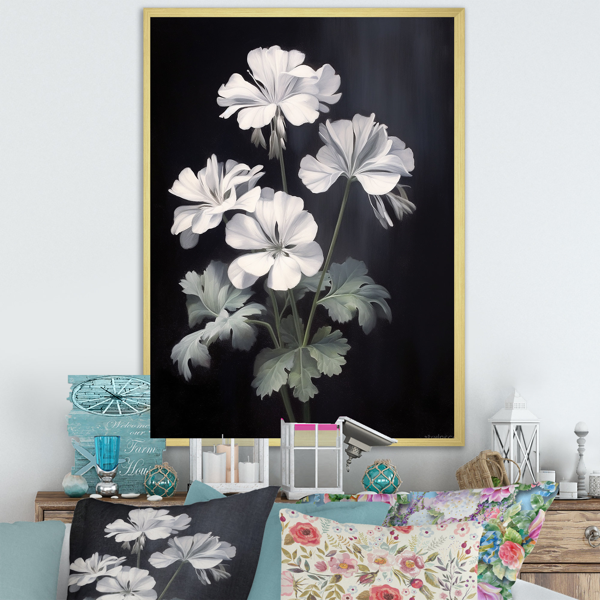 Winston Porter Black and White Geranium Minimal Expression - Print on ...