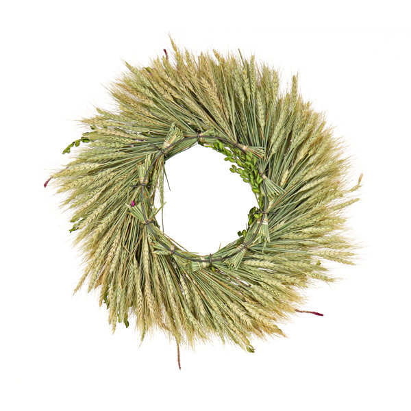 National Tree Company 22" Wheat and Straw Flowers Spring Wreath | Birch ...