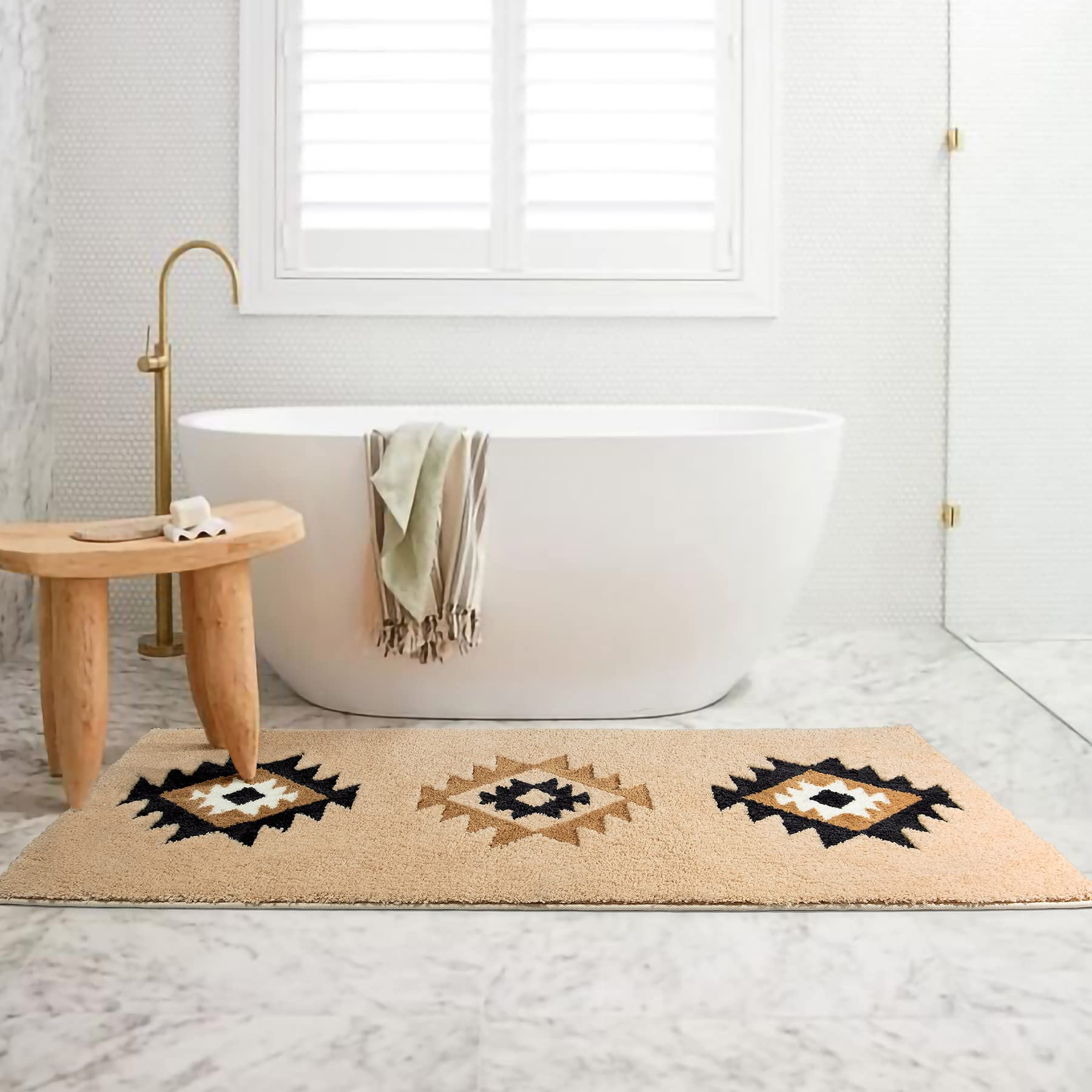 EDGAR'S FURNITURE MANUFACTURING INC Boho Bathroom Rug Runner Long Bath ...