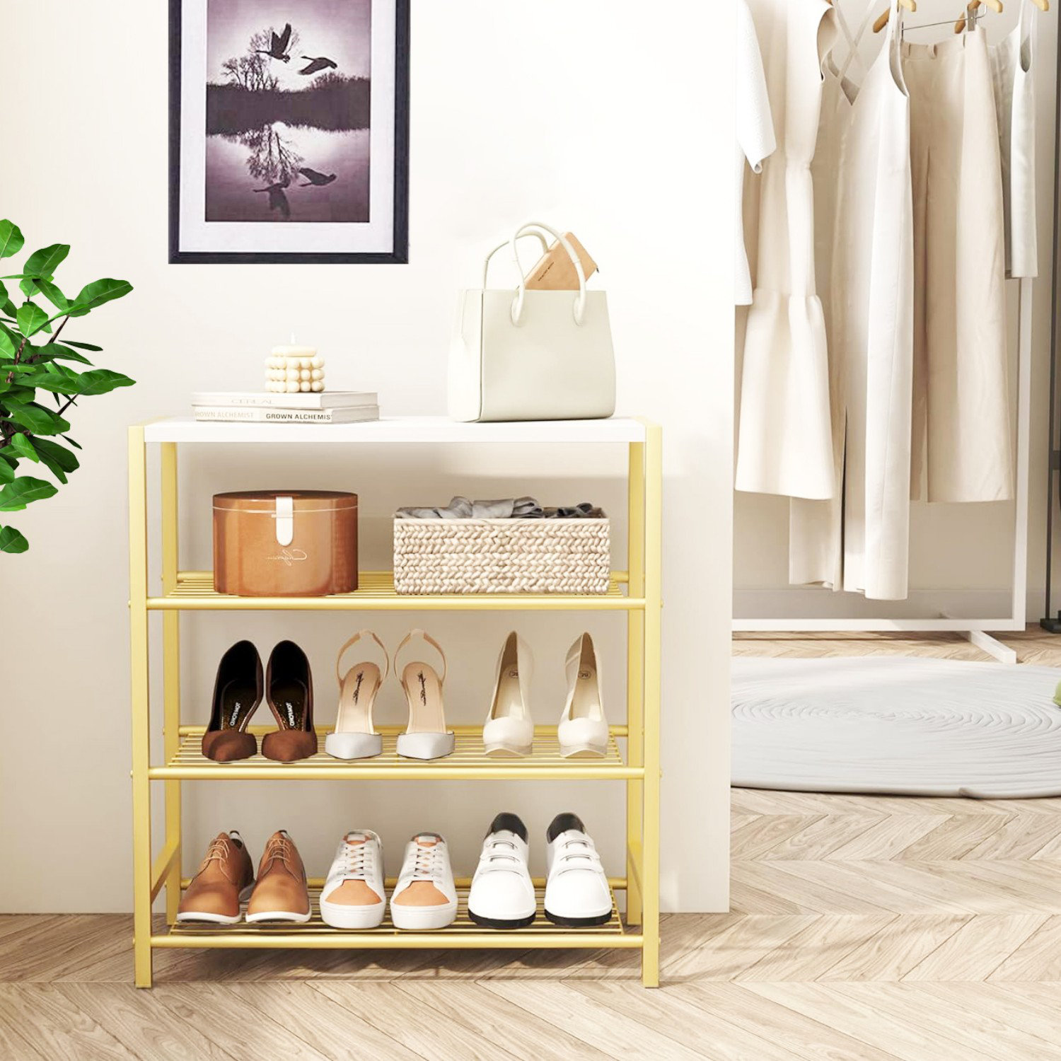 Ameriwood Modern Industrial 4-Tier Shoe Storage Tower | Wayfair