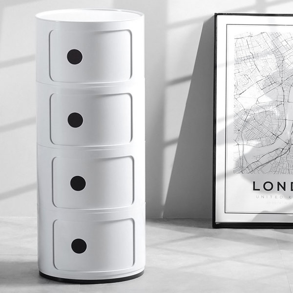 Metro Lane Solid White 4-Shelf Round Storage Cabinet | Wayfair.co.uk