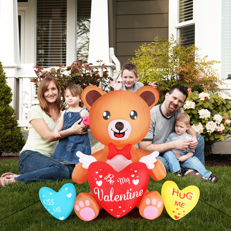 The Holiday Aisle® Valentine's Day Bear Holding Heart Inflatable ...