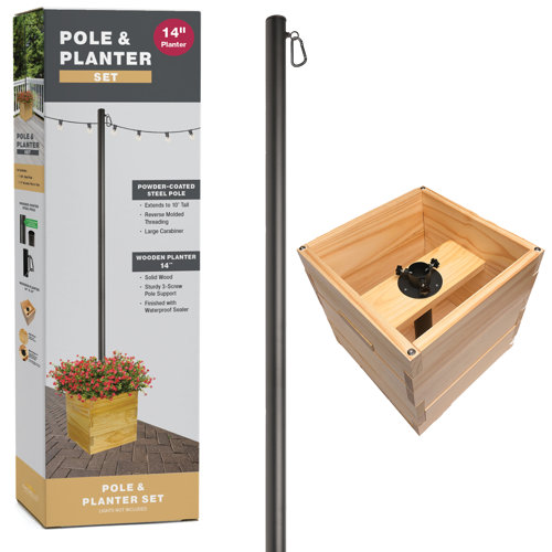 Union Rustic Jullisa Wood Planter Box with Light Pole Set - Wayfair Canada