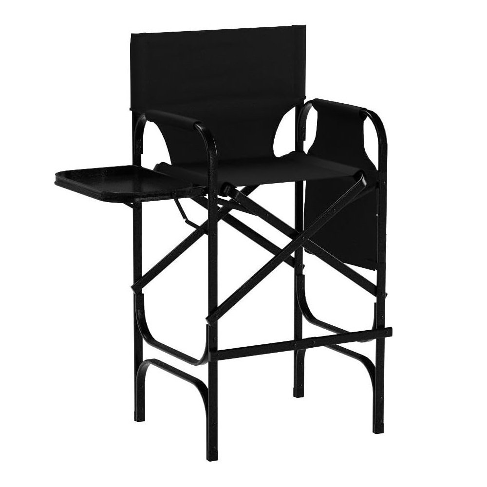 Arlmont & Co. 30" Tall Black Aluminium Frame Directors Chair Black ...