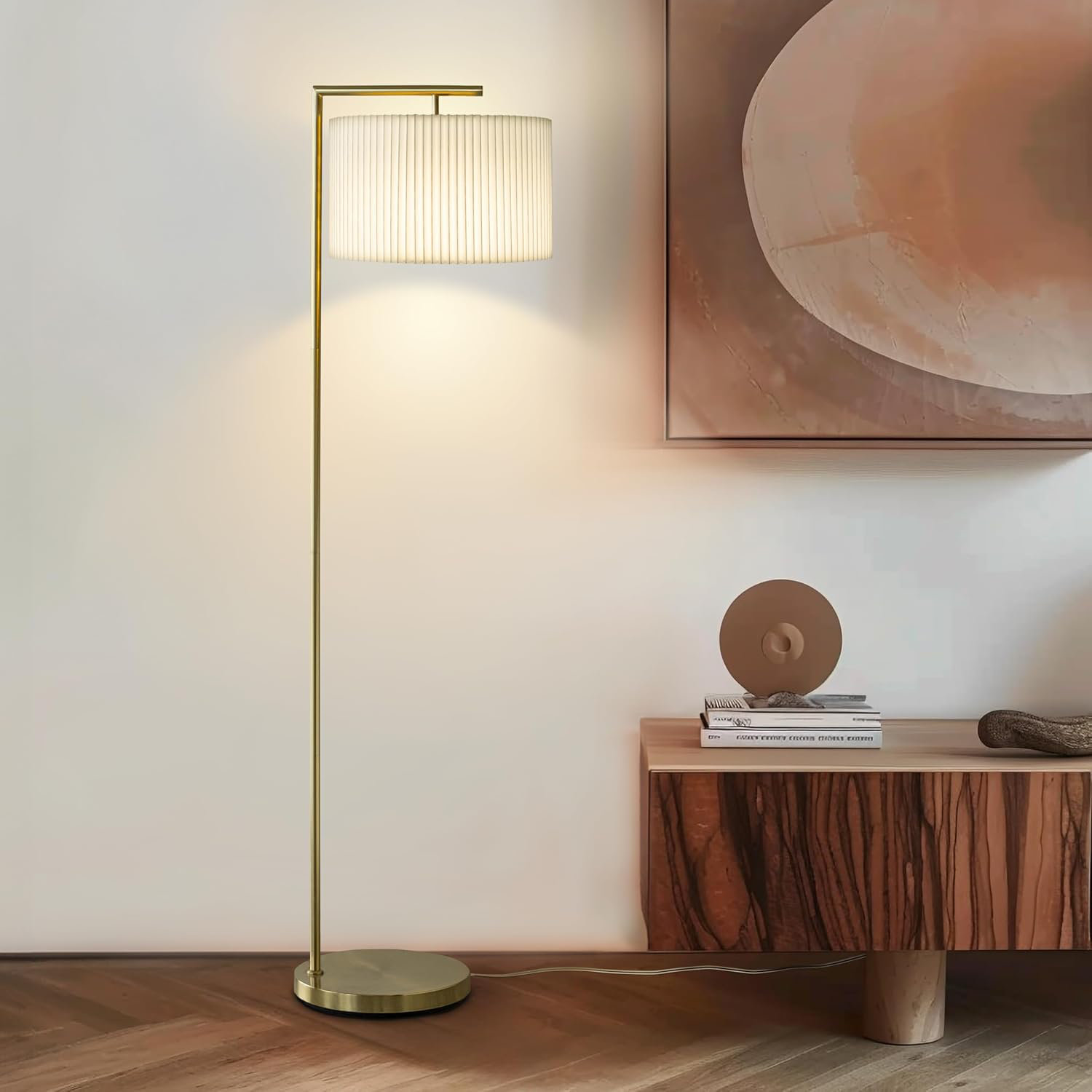 Hokku Designs Led Modern Floor Lamp - Tall Standing Lamp With Pleated ...