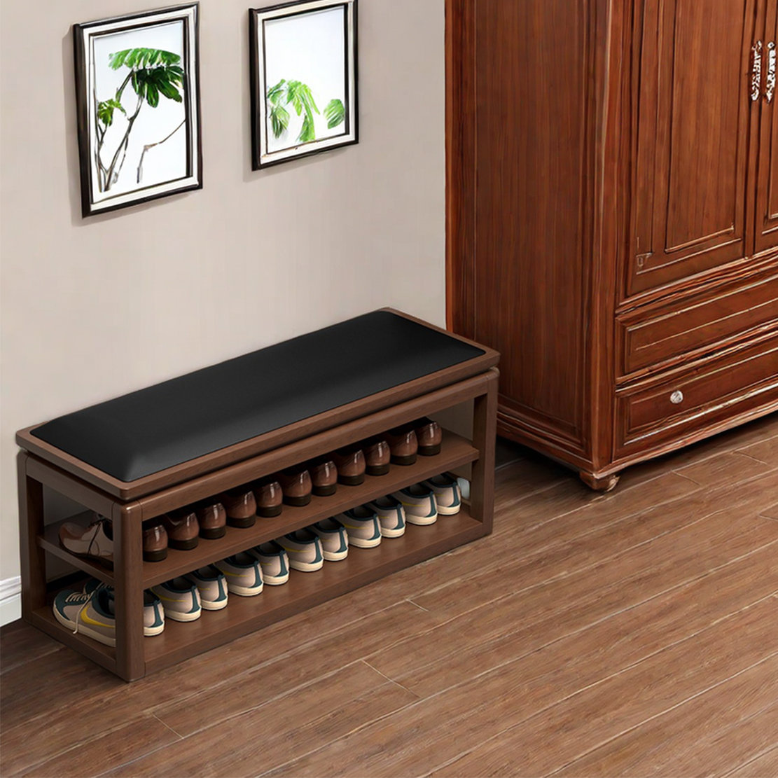 DICIXA 12 Pair Solid Wood Shoe Storage Bench | Wayfair