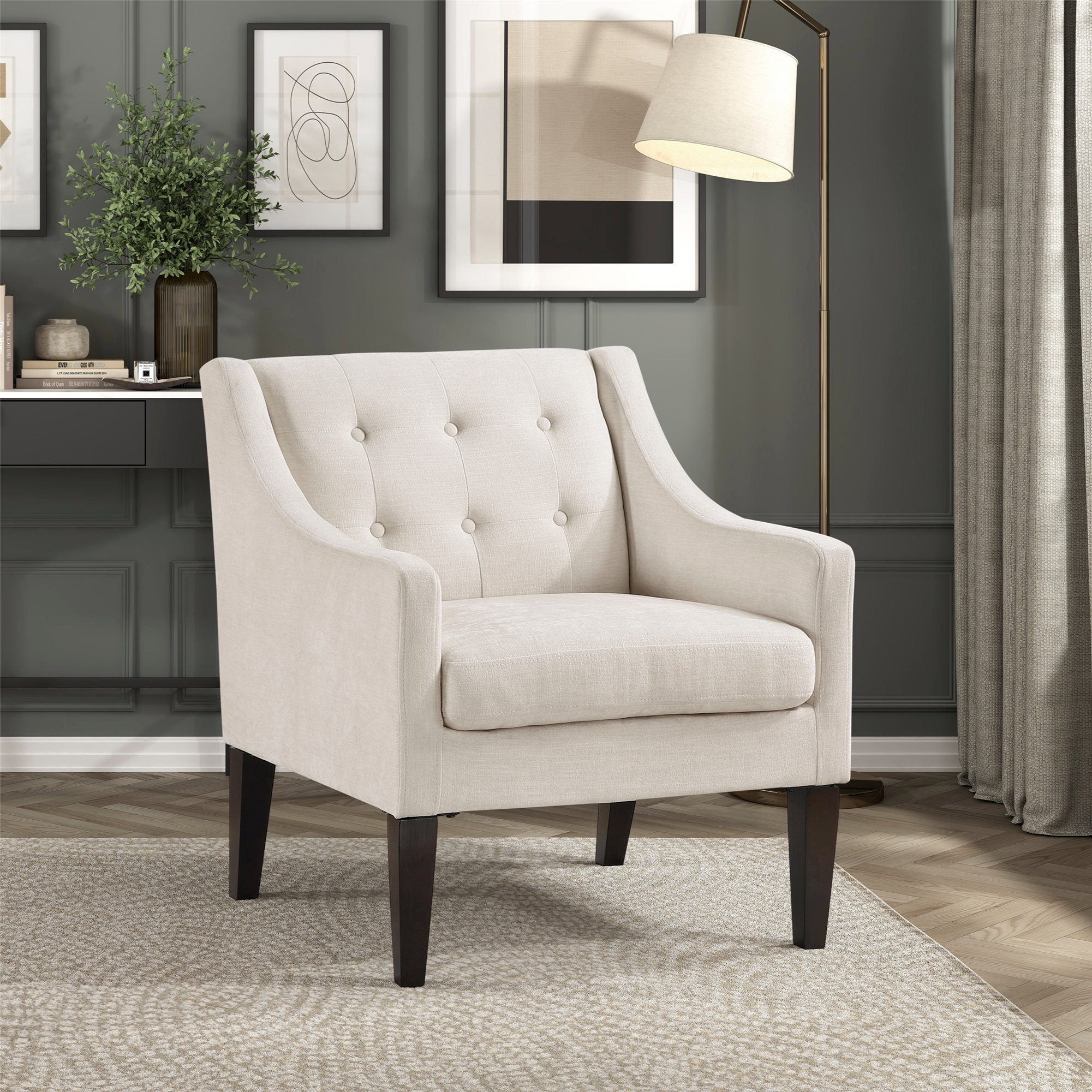 Corrigan Studio Contemporary Accent Chair, Button-Tufted Chair ...