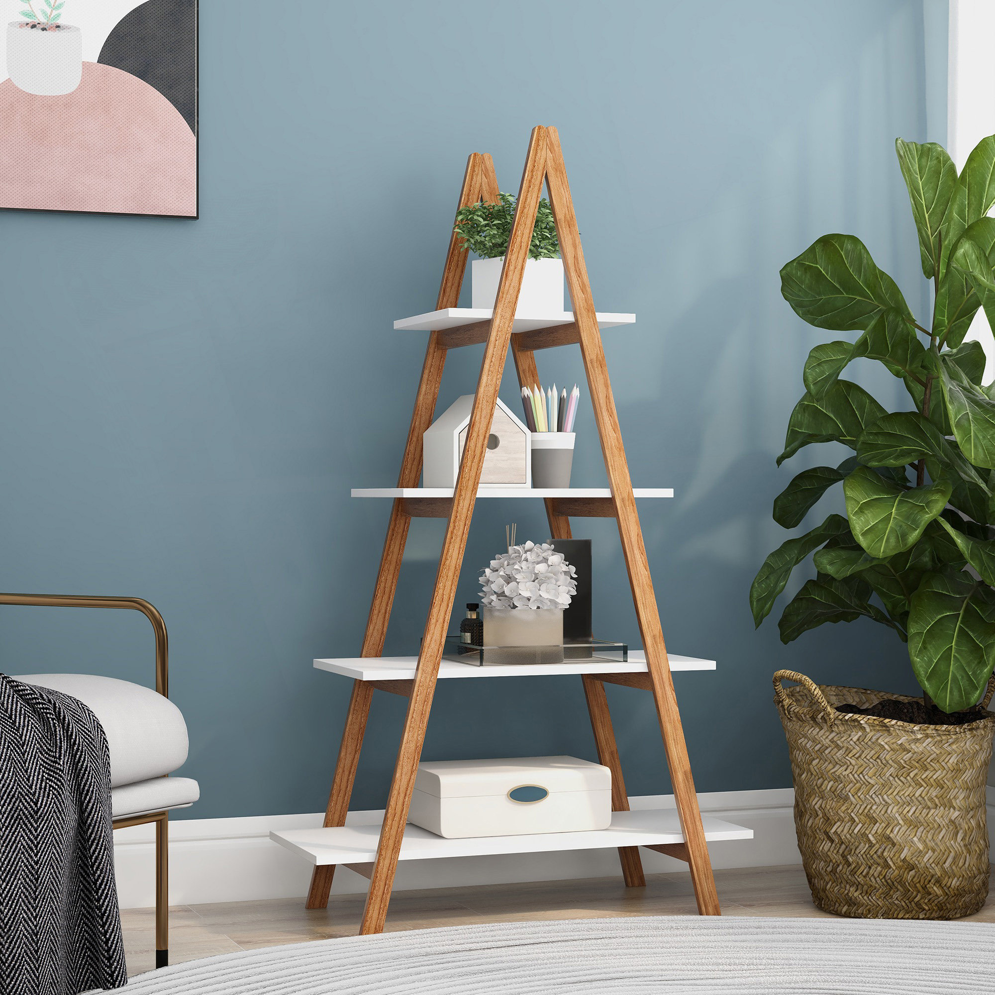 Ebern Designs "A" Frame Ladder Display Bookshelf | Wayfair
