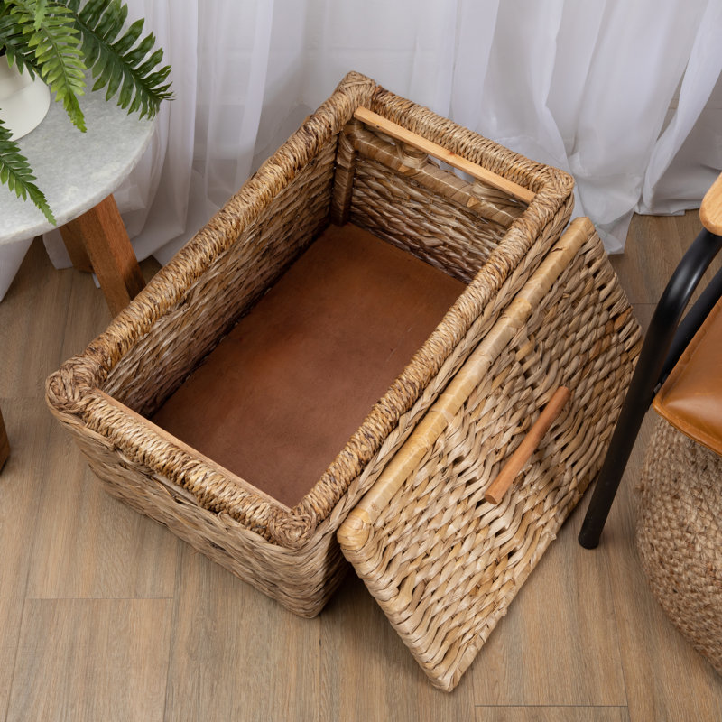 Bayou Breeze Wicker Toy Chest Rattan Basket with Lid & Reviews | Wayfair