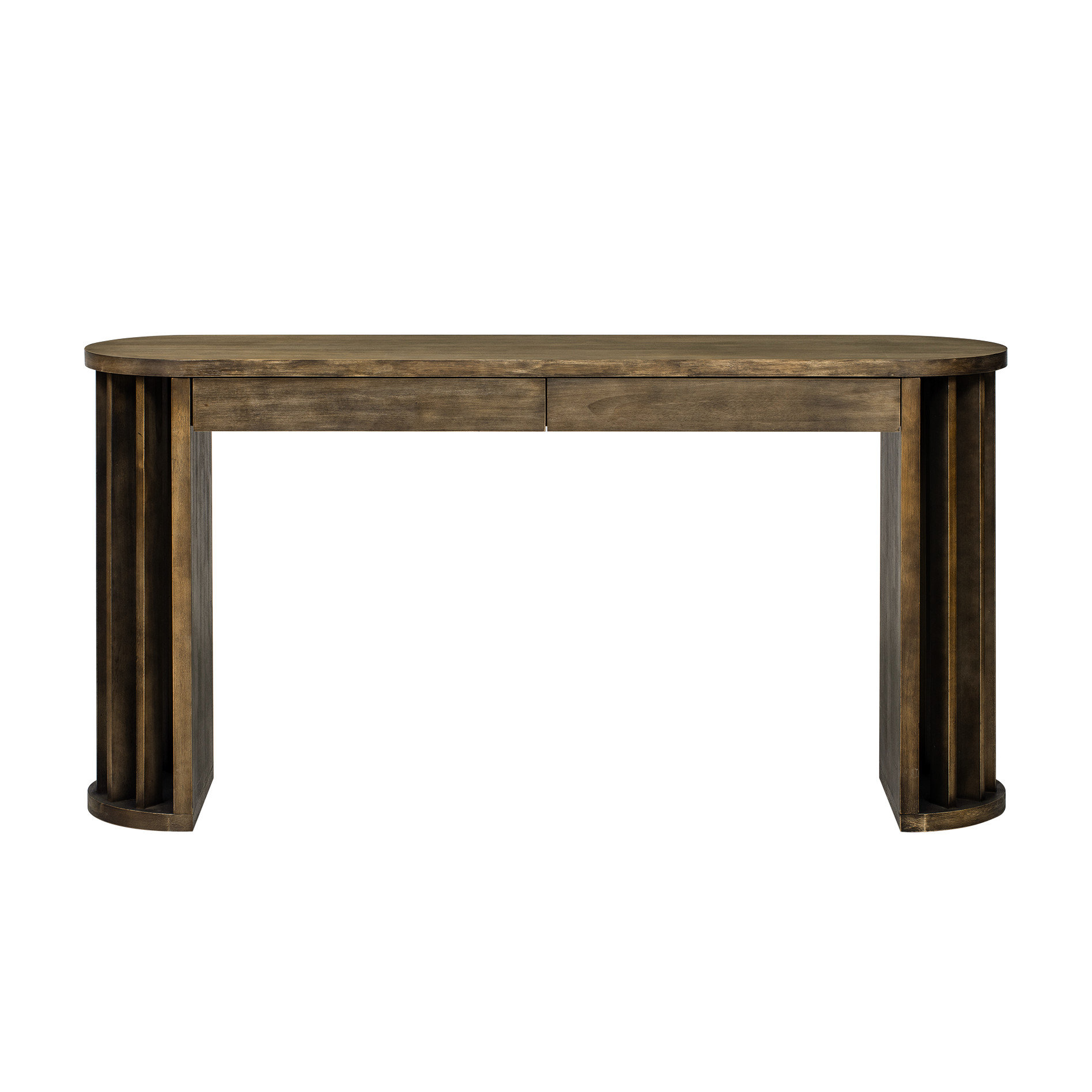 Latitude Run® 59-inch Long Console Table With Oak Veneer, Curved ...