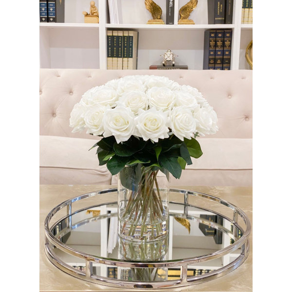 Flovery White Roses Stems - Large Real Touch White Roses - Faux Floral ...