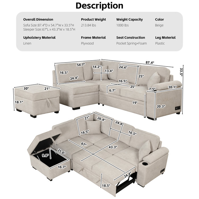 Mercer41 Shanet 87.4'' Velvet Square Arm Sofa Bed | Wayfair