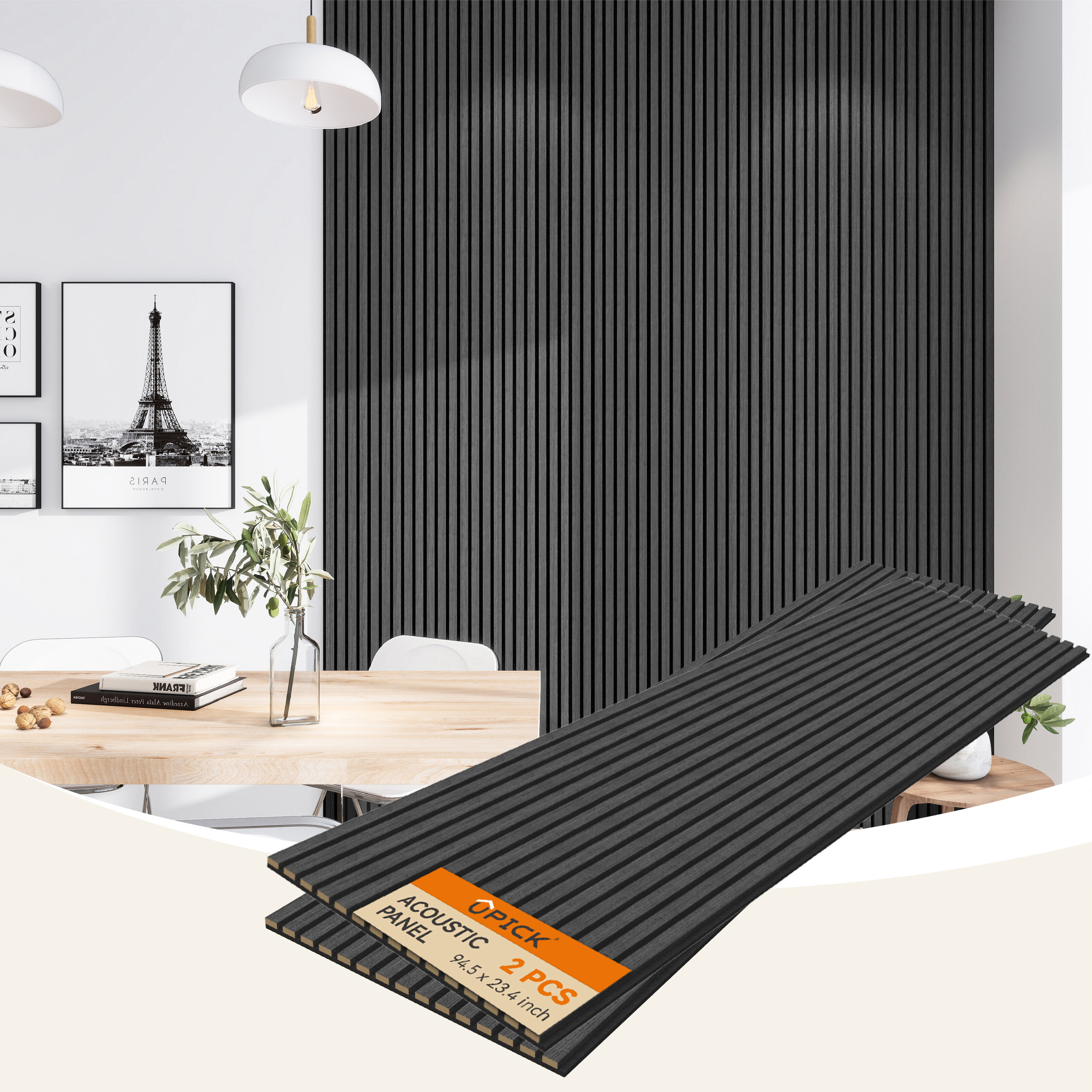 Upick 2-Pack 94.5X23.4 Inch Mdf Acoustic Wall Panels - Sound Absorbing ...