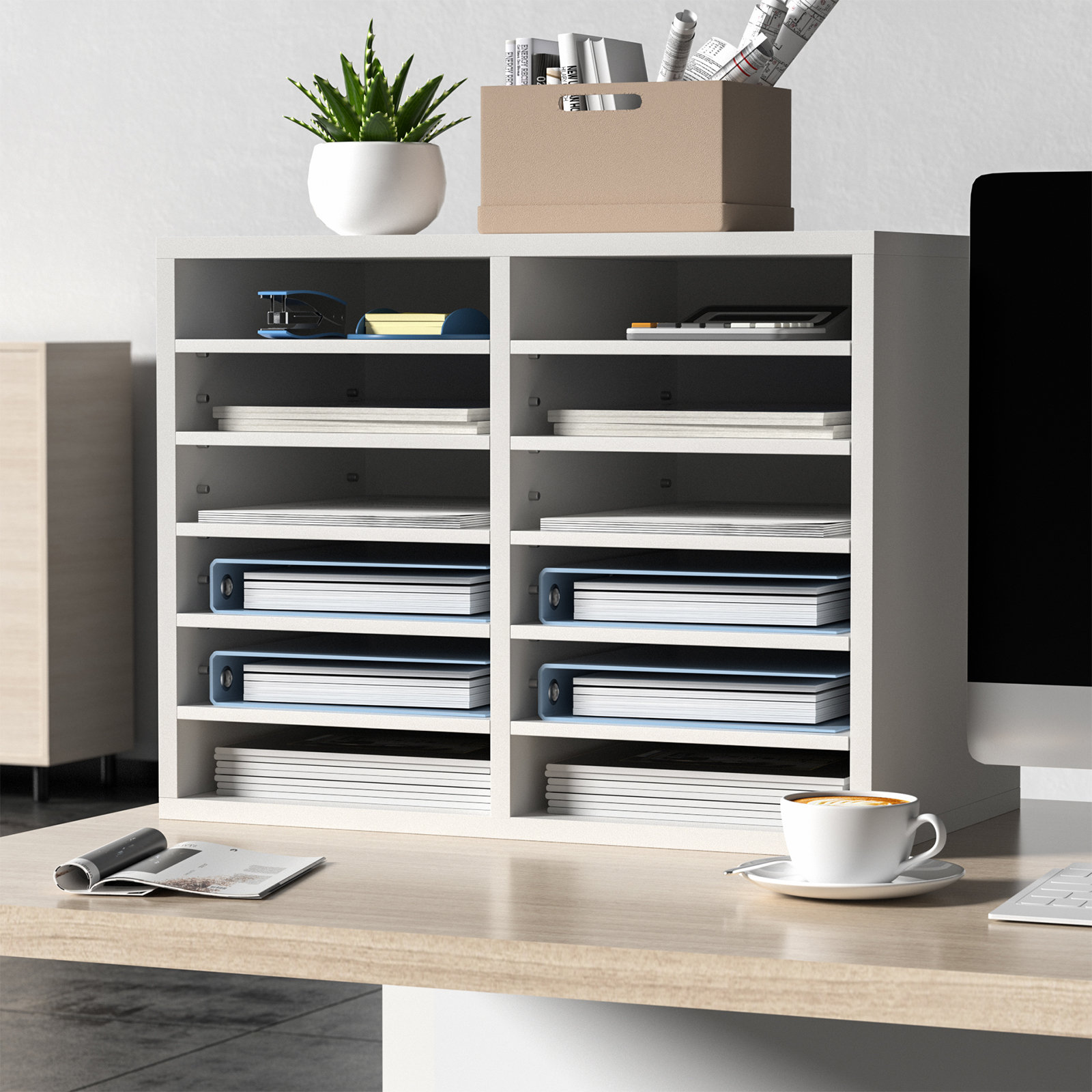 VEVOR 12 Compartments Office Mailbox with Adjustable Shelves & Reviews ...