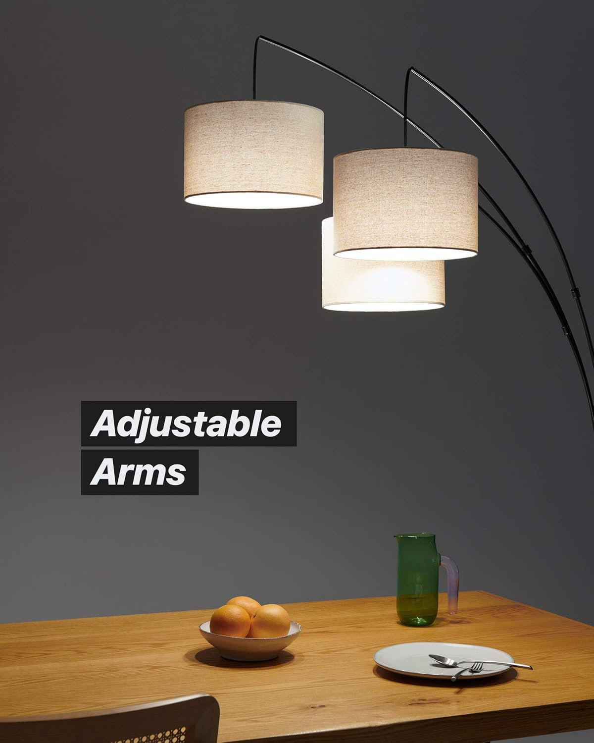 Latitude Run® Multi-Head Led Tree Floor Lamp, Hanging Lights For Living Room/Bedroom - Black ...