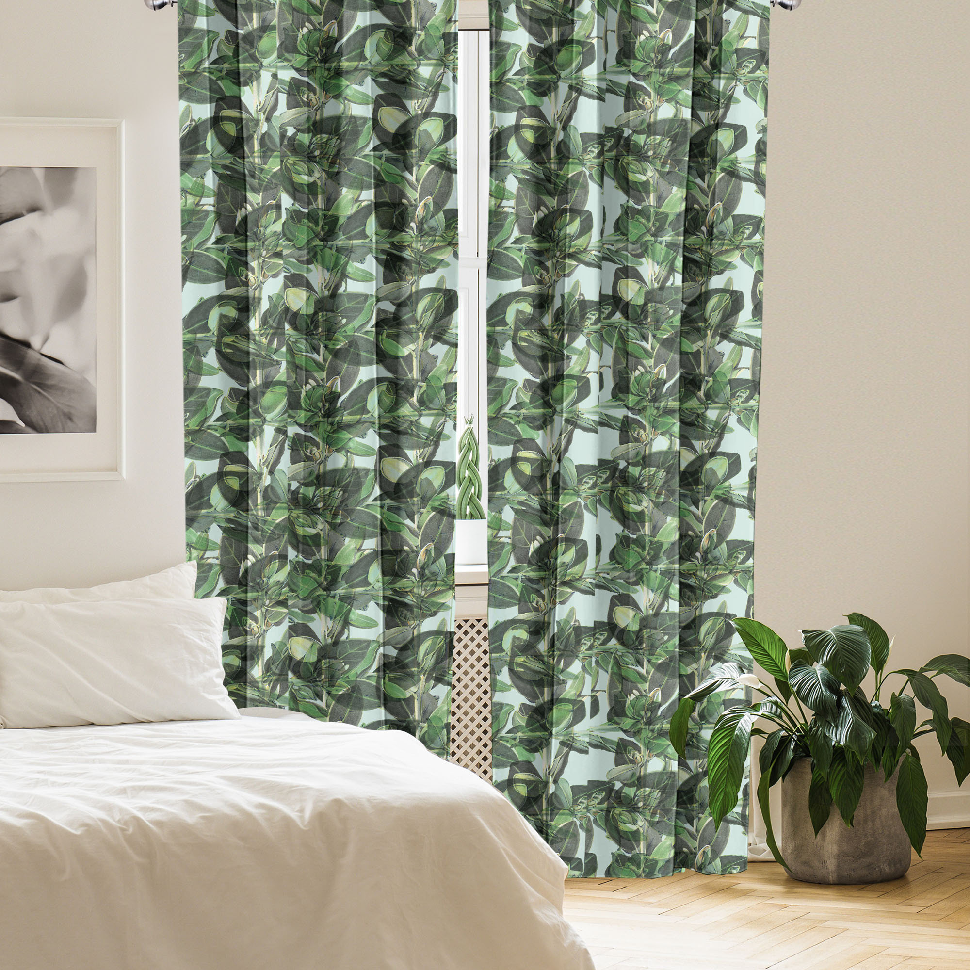 East Urban Home Botanical Curtains Eucalyptus Branches Leaf Pair of ...