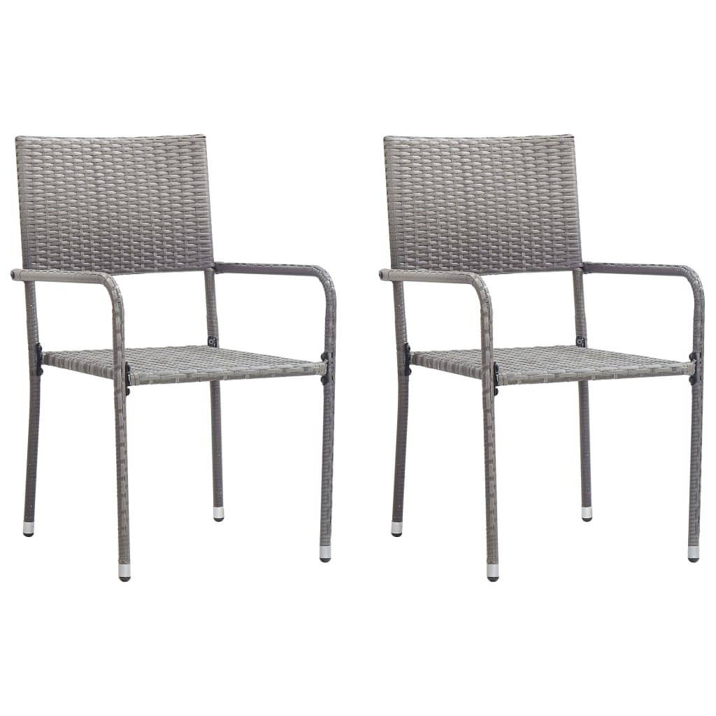 Winston Porter Patio Dining Chairs 2 Pcs Stackable Gray Poly Rattan ...