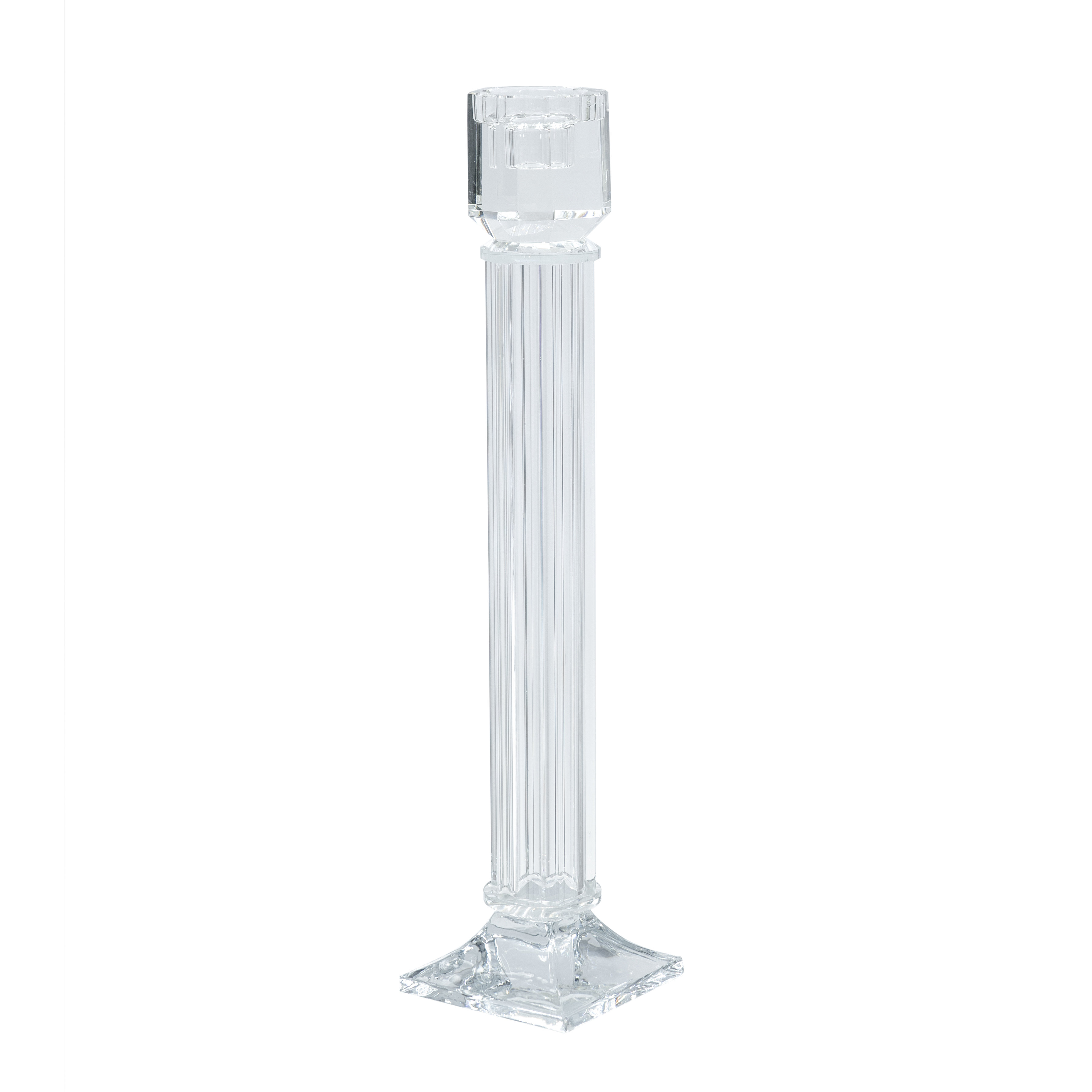 Alcott Hill® Clear Glass Taper Candle Holder With Sculpted Column ...