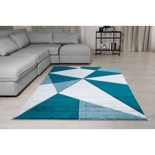 George Oliver Geller Geometric Machine Woven 160cm X 230cm Green/White ...