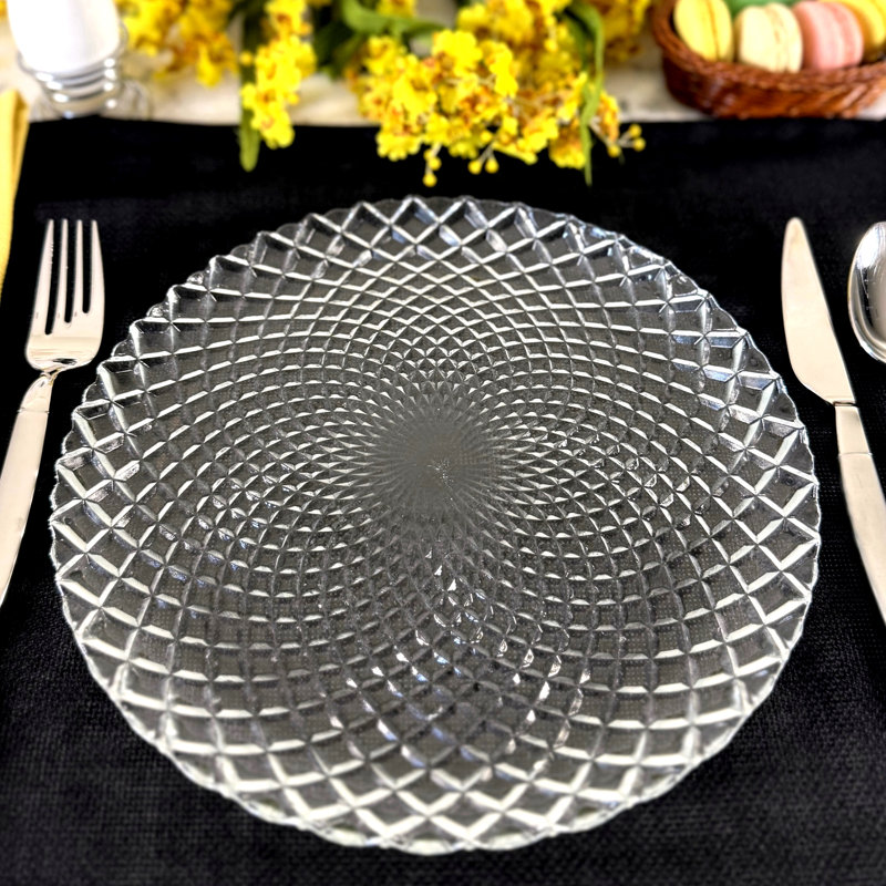 Wrought Studio™ Lytia Glass Dinner Plate Set of 12 | Wayfair