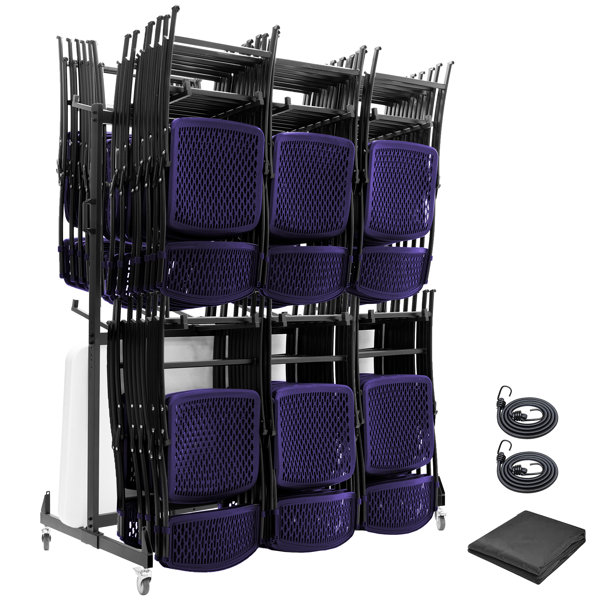 Life Finds Black Folding Table and Chair Cart with Protective Cover ...