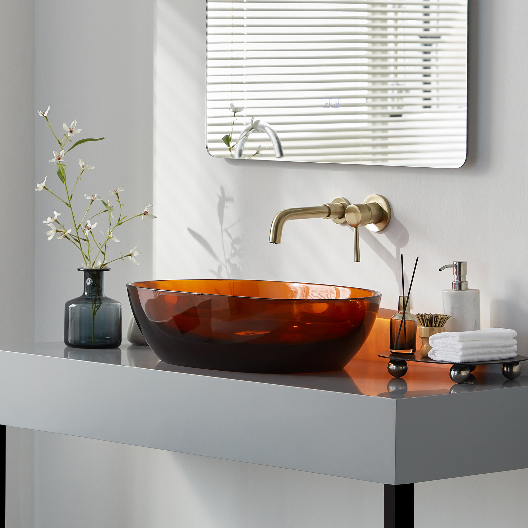 Pensen 22" X 15" Oval Transparent Resin Vessel Bathroom Sink | Wayfair