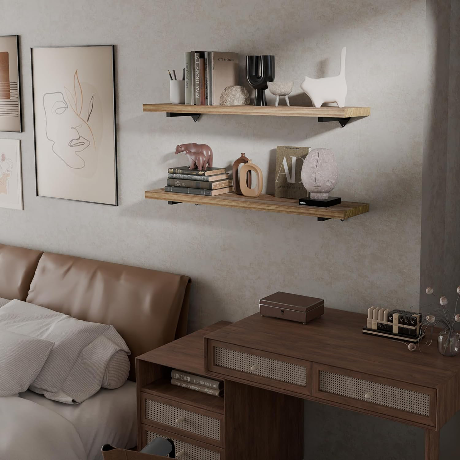 Loon Peak® 36 Inch Rustic Wood Floating Shelves Set Of 2, Farmhouse ...