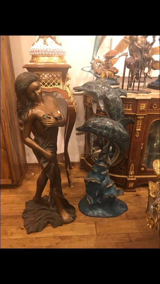 Nifao Statues Beautiful Women Holding Drape Bronze Statue - Size: 22"L ...