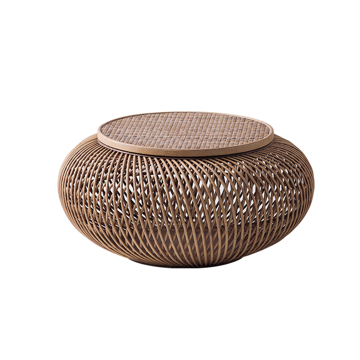 Latitude Run® Retro Walnut Rattan Manufactured Wood Oval Coffee Table ...