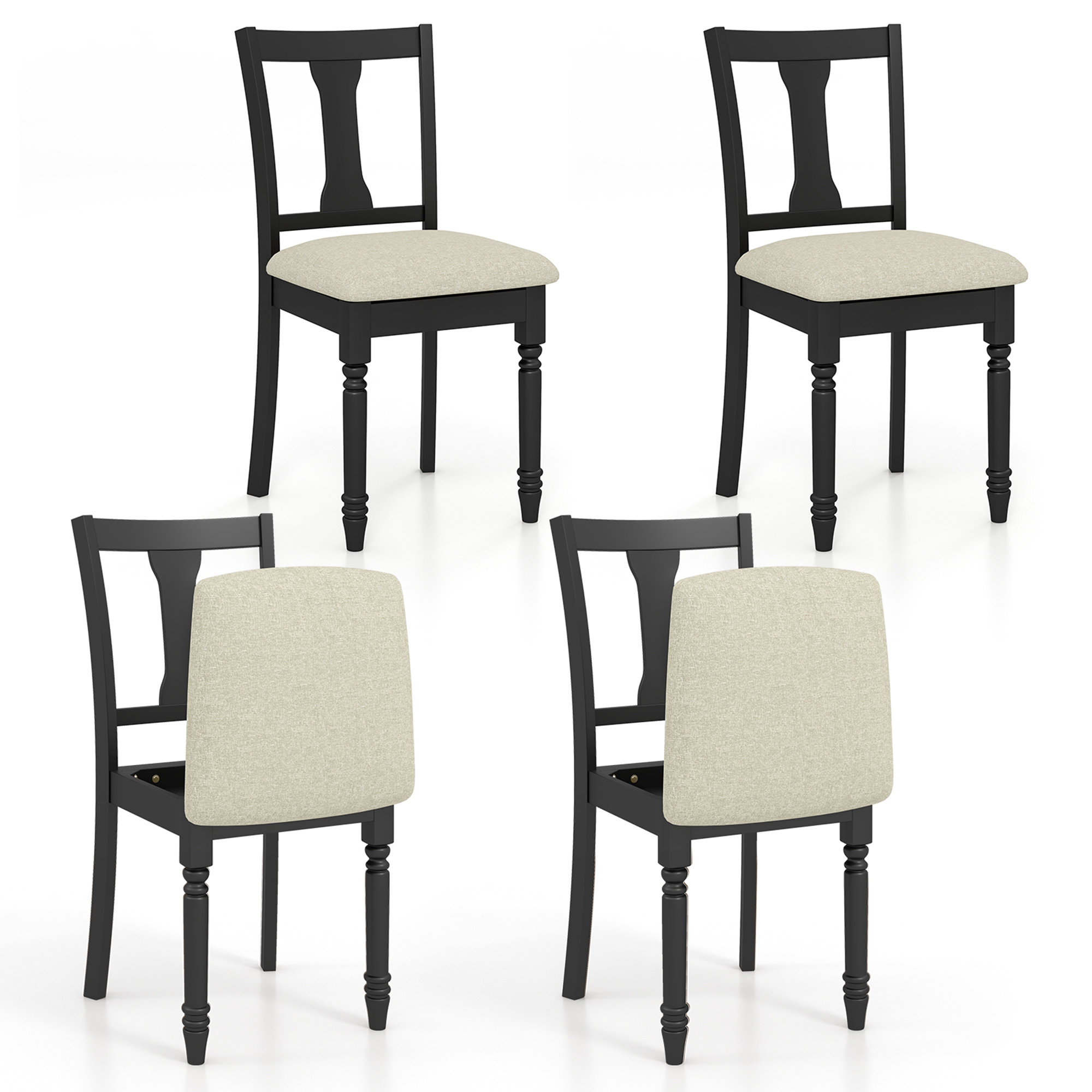 Alcott Hill® Set Of 4 Upholstered Wooden Dining Chair W/ Seat Storage ...
