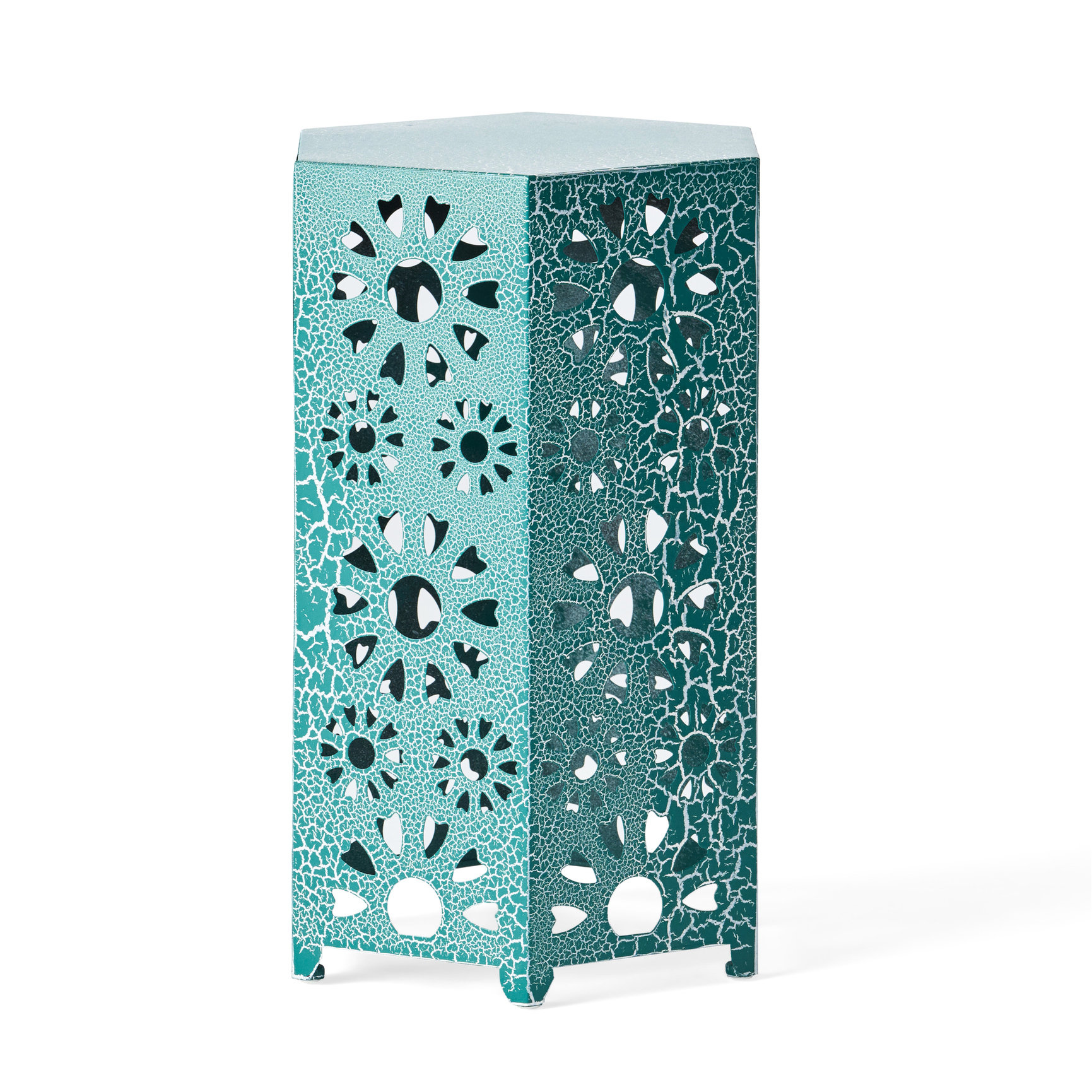 Dakota Fields Iron Side Table With Cut Out, Crackle - 14.05"d X 14.05"w ...