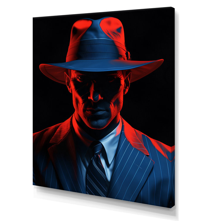 Winston Porter Red And Blue Portrait Of Obscure Man With A Hat On ...