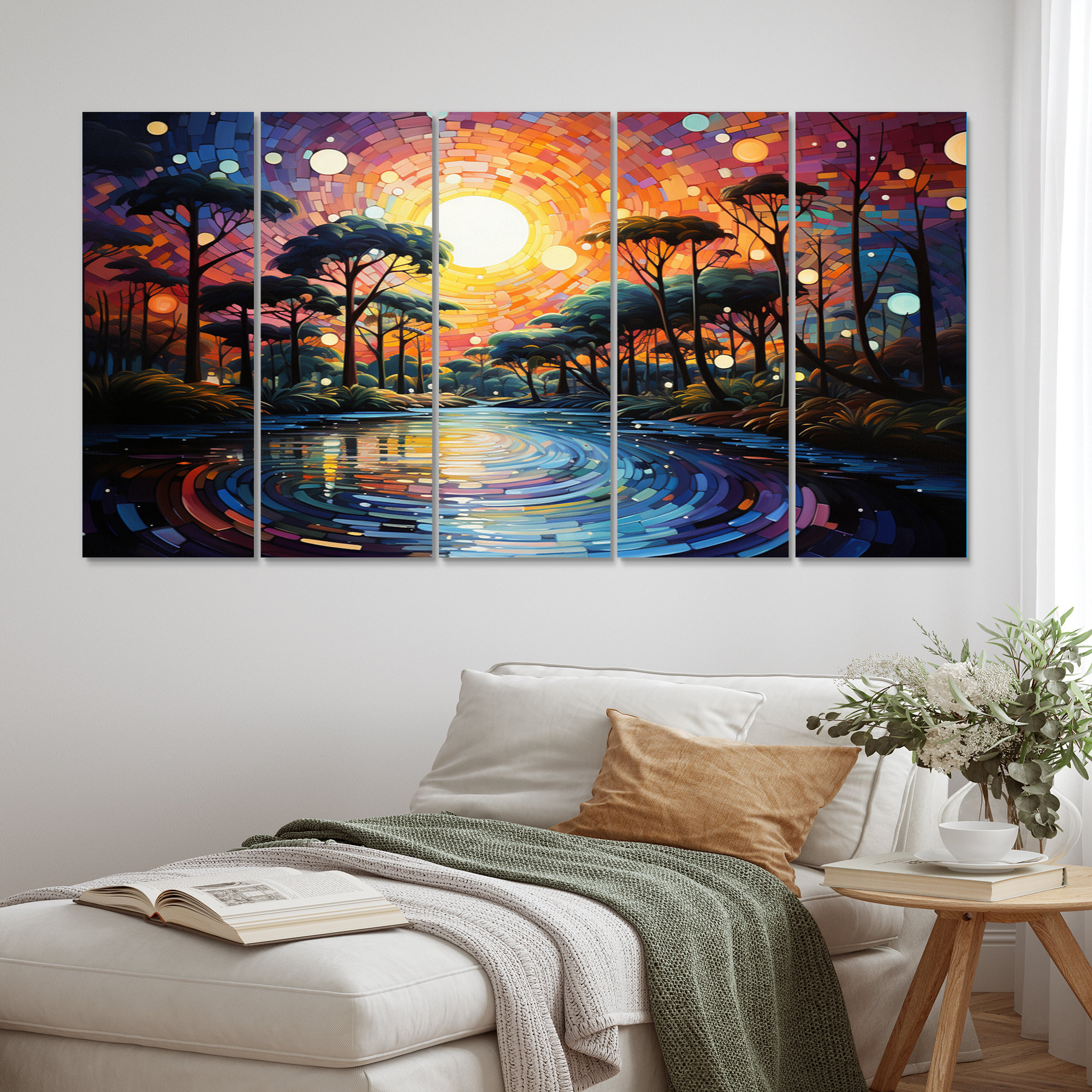 Millwood Pines Palm Trees Abstract Landscape II On Canvas 5 Pieces ...