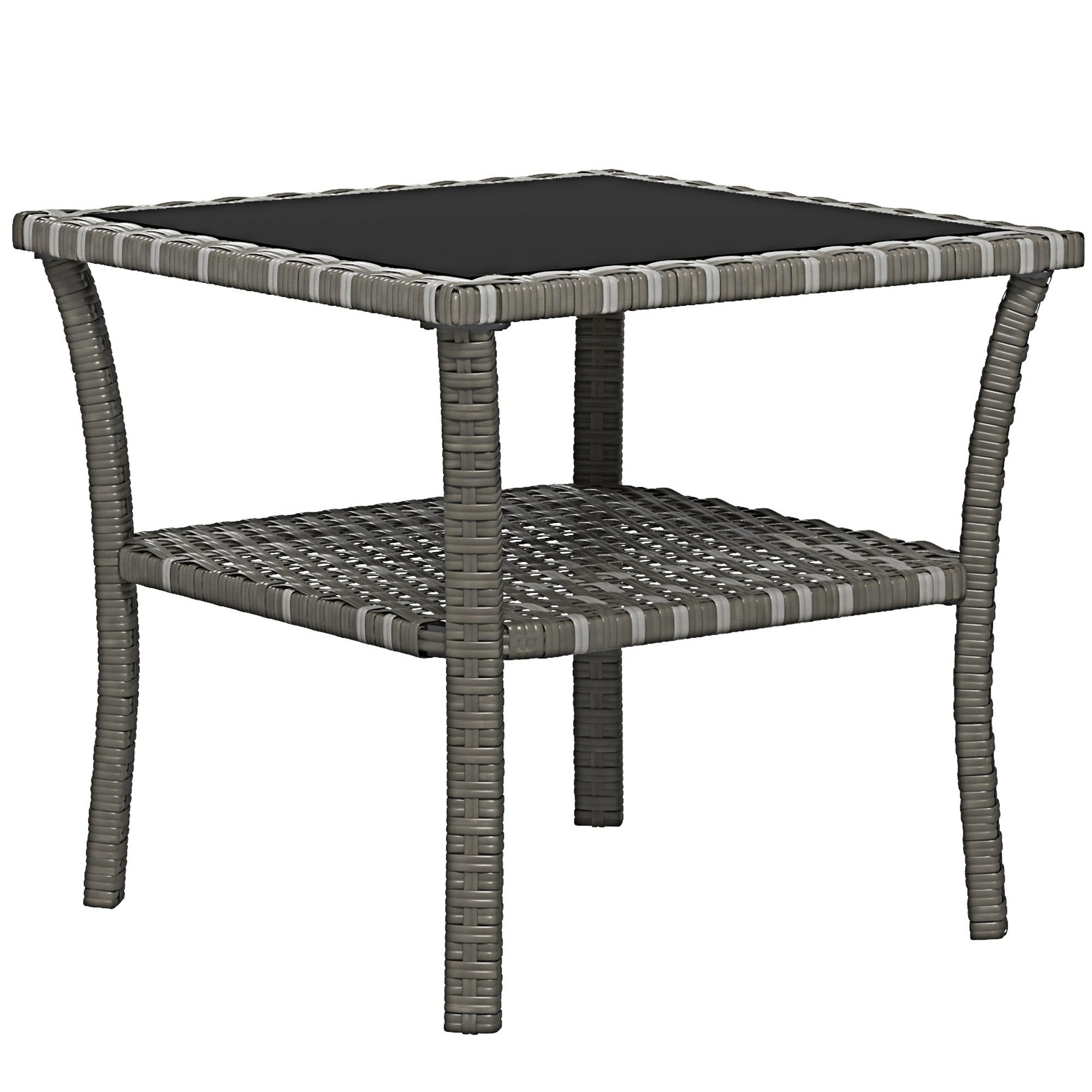 George Oliver Outdoor Rattan Patio Side Table Outdoor Round End Table ...