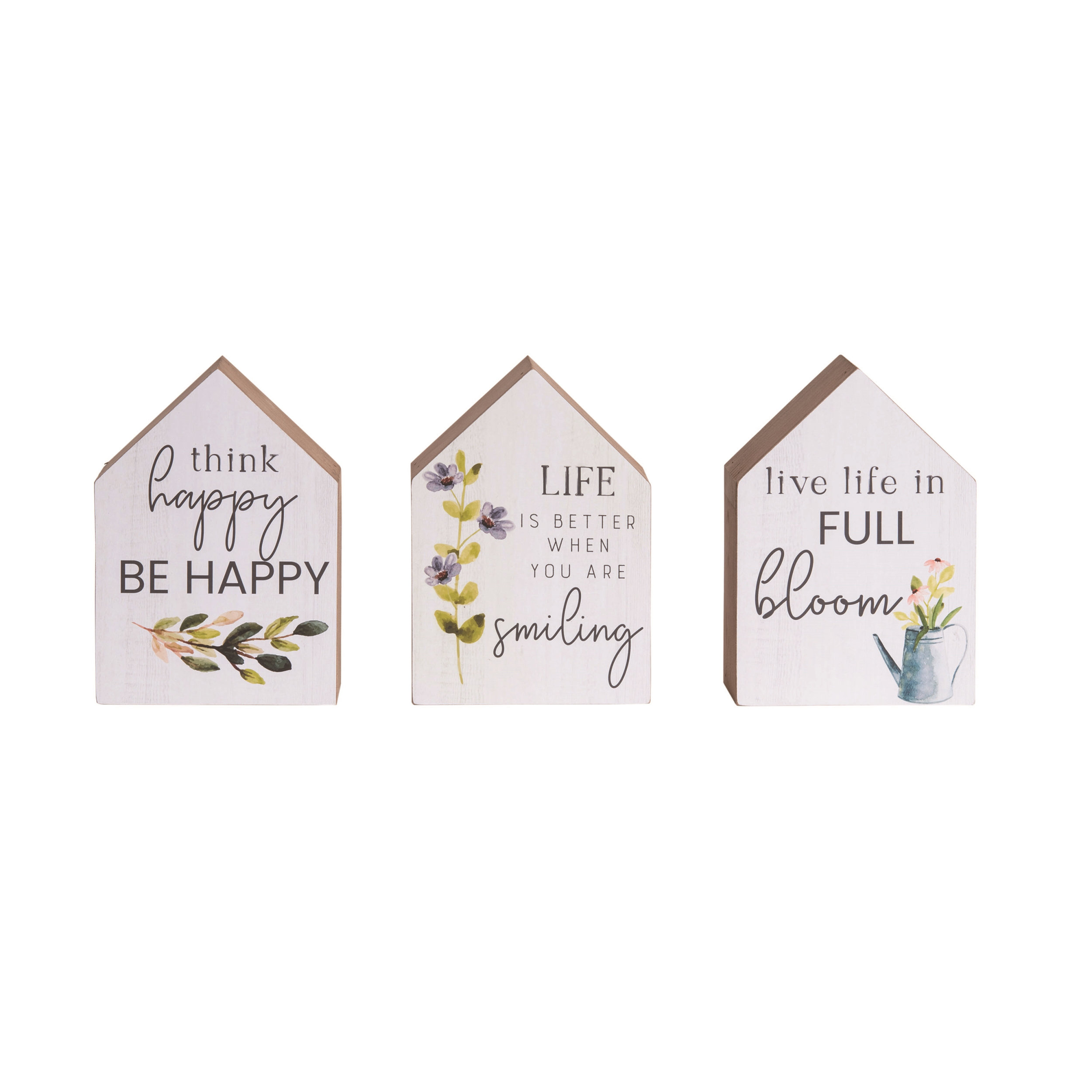 August Grove® MDF Floral House Block Decor Set of 3 Spring Home ...