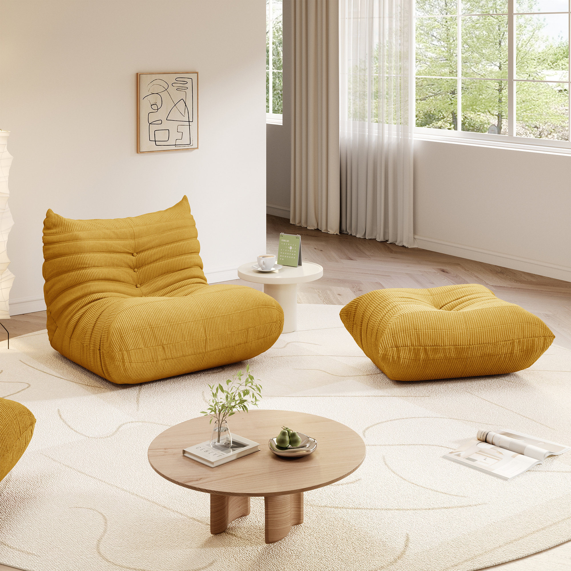 Trule Abbie 34.2'' Lazy Sofa Floor Sofa Bean Bag Chair Corduroy Sofa ...