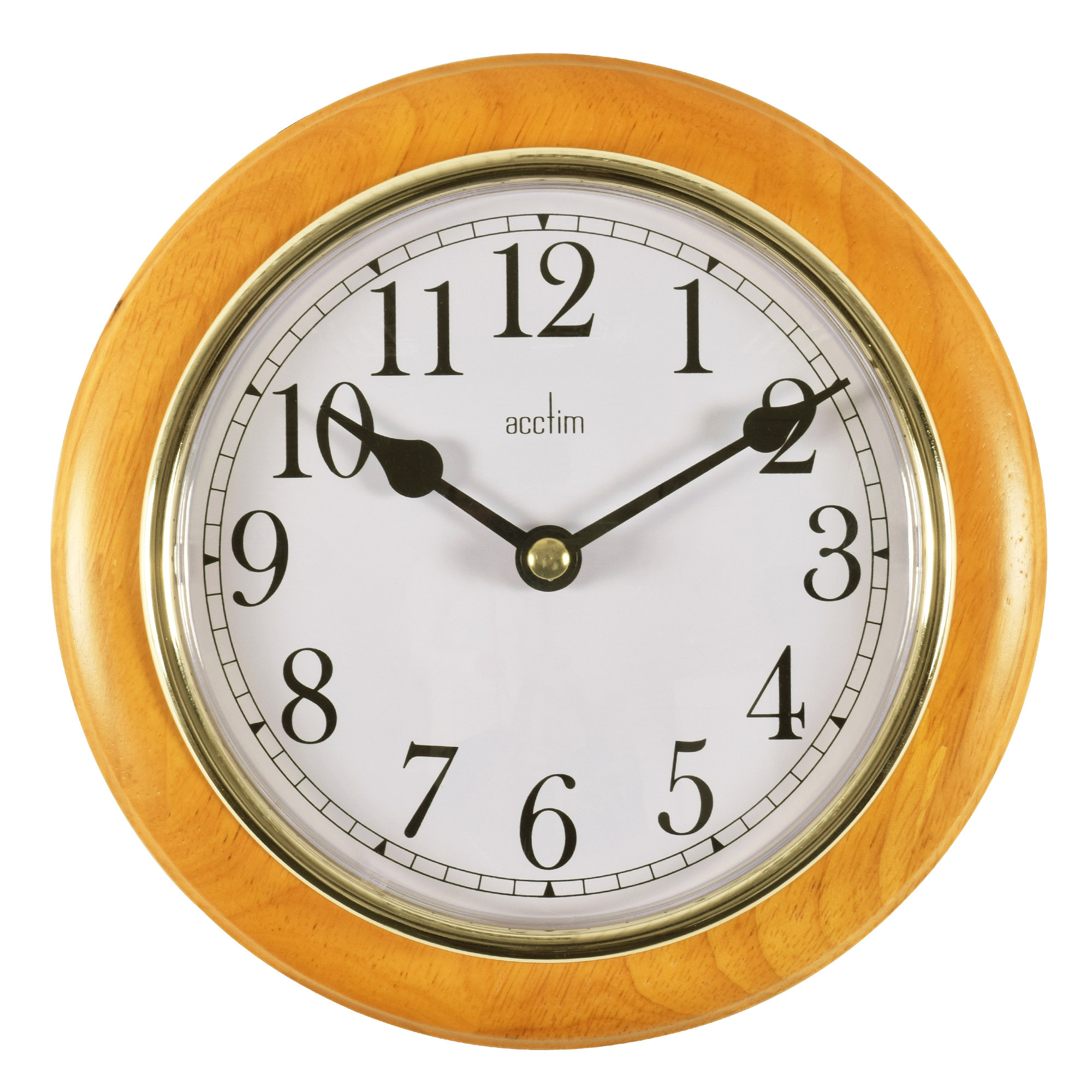 Acctim Maine Wall Clock Quartz Wood Frame Gold Bezel Cherry 20cm ...