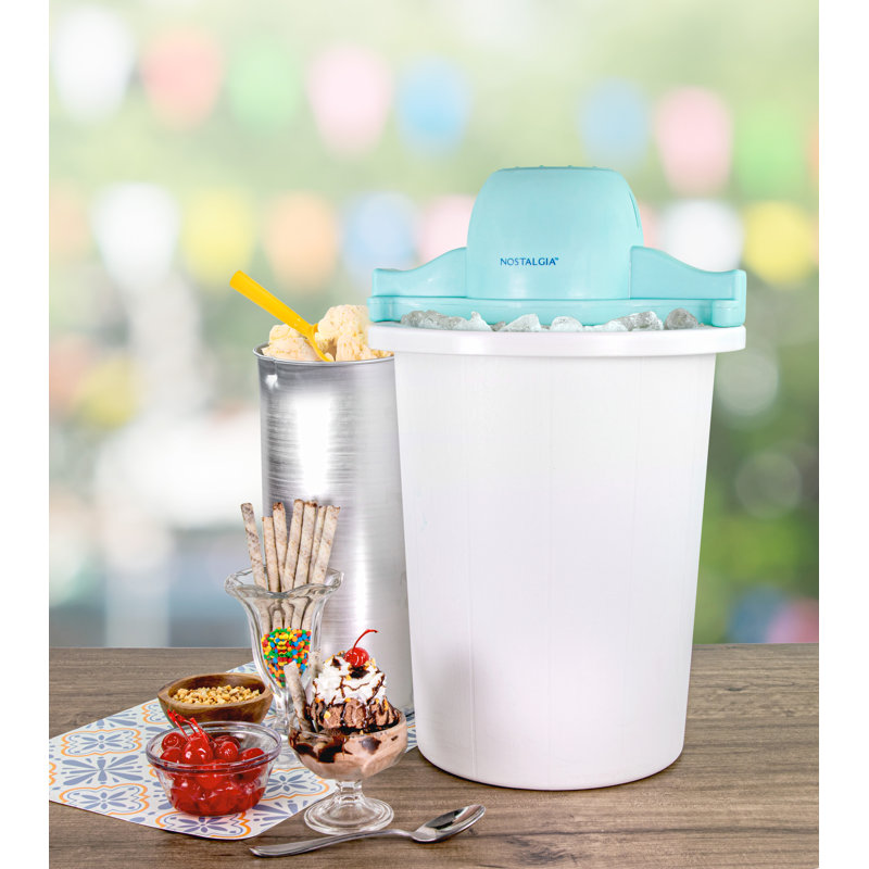 Nostalgia 6-quart Parlor Electric Ice Cream Maker - Blue & White | Wayfair