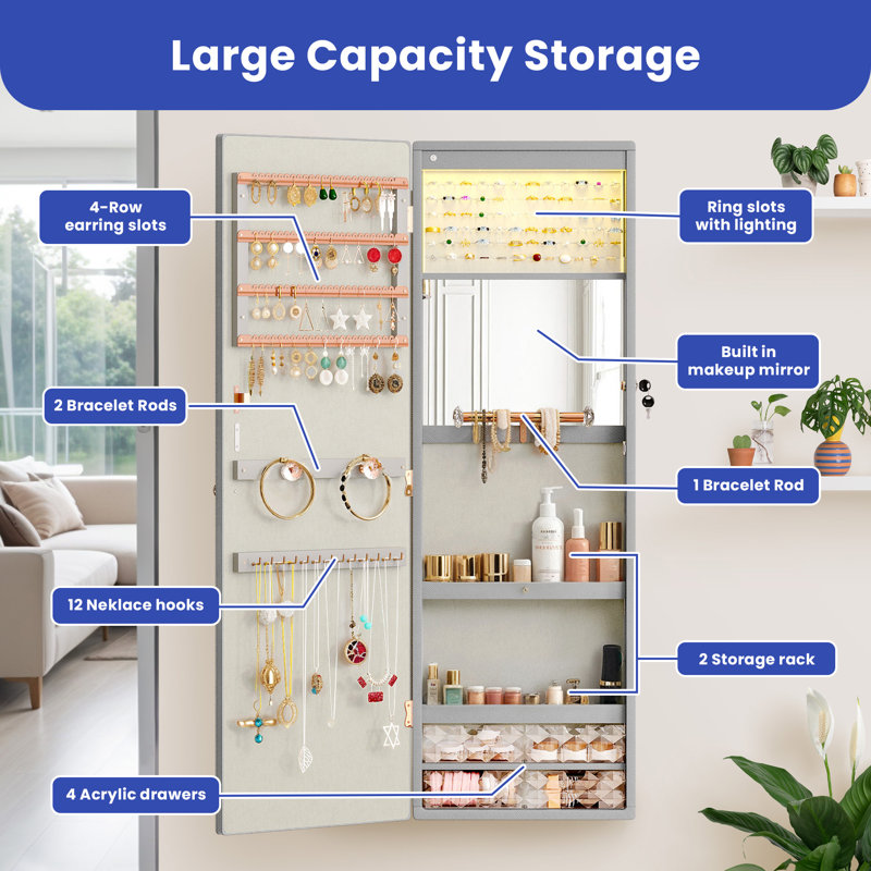 Ebern Designs Treigh 14.0'' Wide Wall Jewelry Armoire | Wayfair