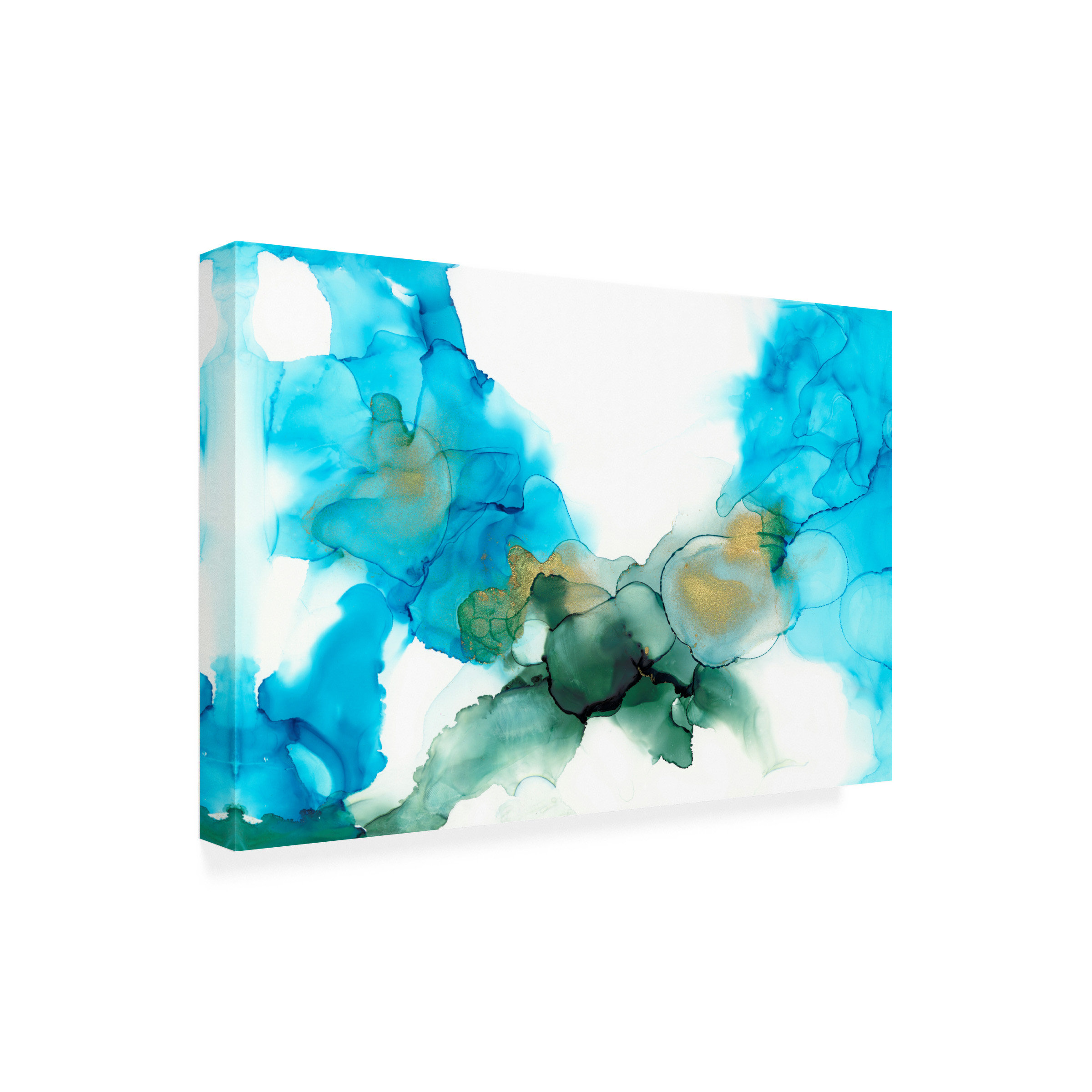 Wrought Studio Jennifer Goldberger Aqua Bloom I Canvas Art | Wayfair