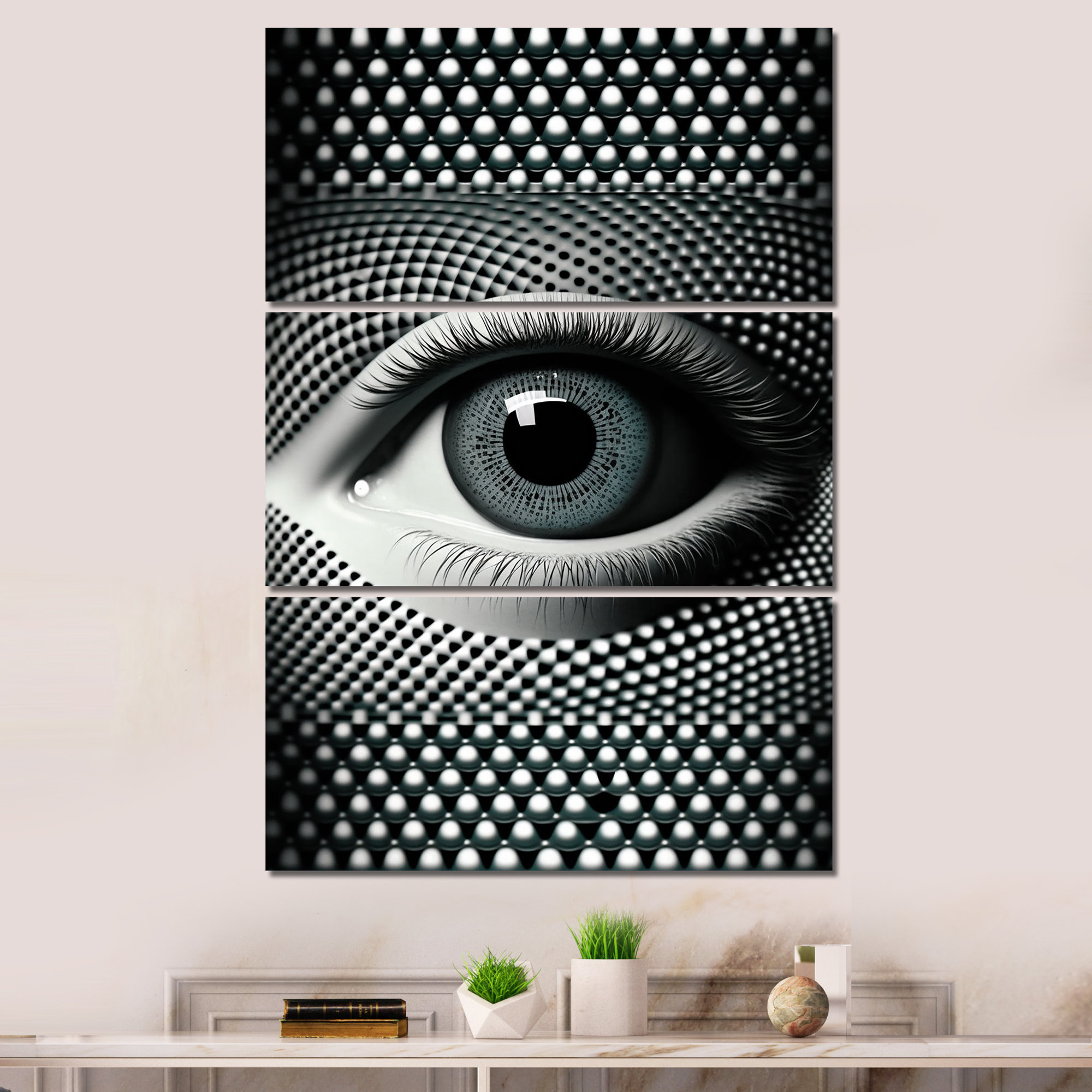 Ivy Bronx Monochrome Eye III On Canvas 3 Pieces Print | Wayfair