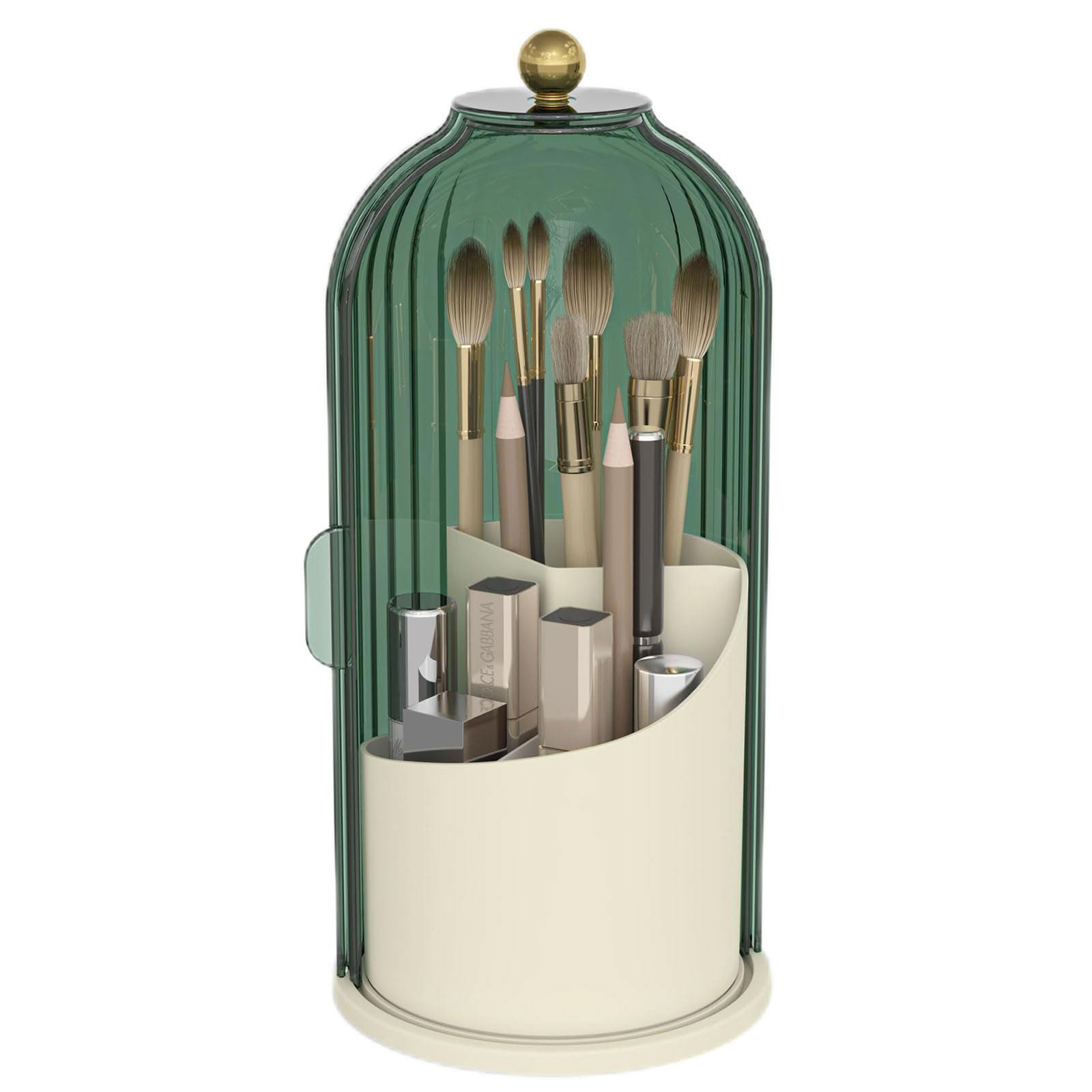 Everly Quinn Makeup Brush Holder With Dust Cover, 360 Degree Rotating ...