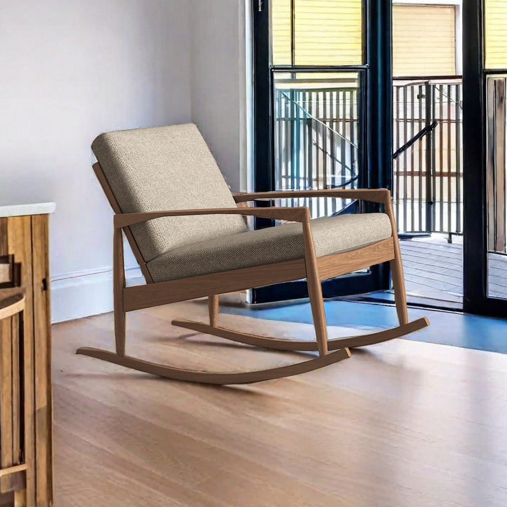 HORIZON CASUAL, INC. Simple Casual Solid Wood Rocking Chair Metal ...