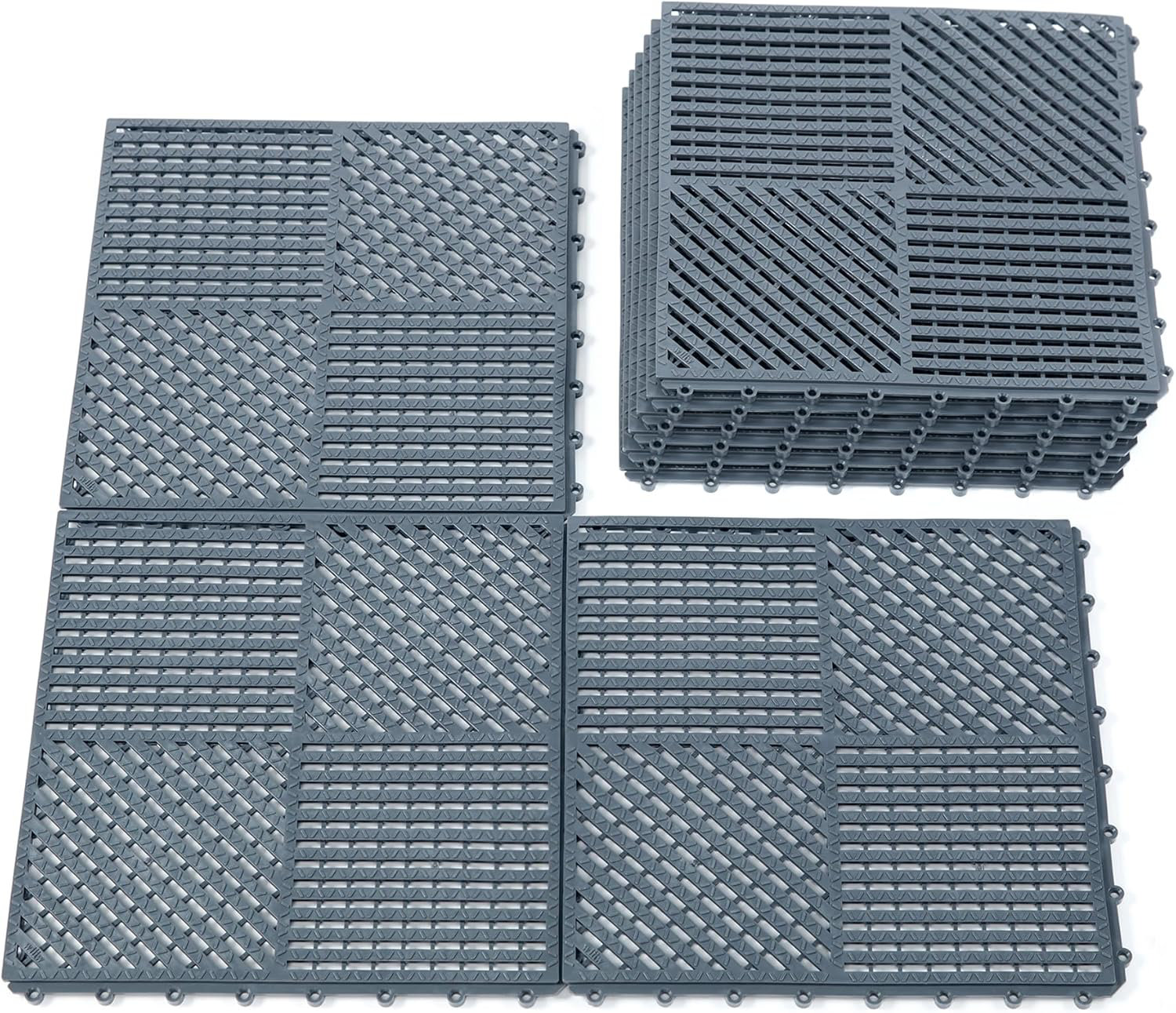 Hokku Designs 9-pack Modular Interlocking Outdoor Shower Mat 12"x12 ...