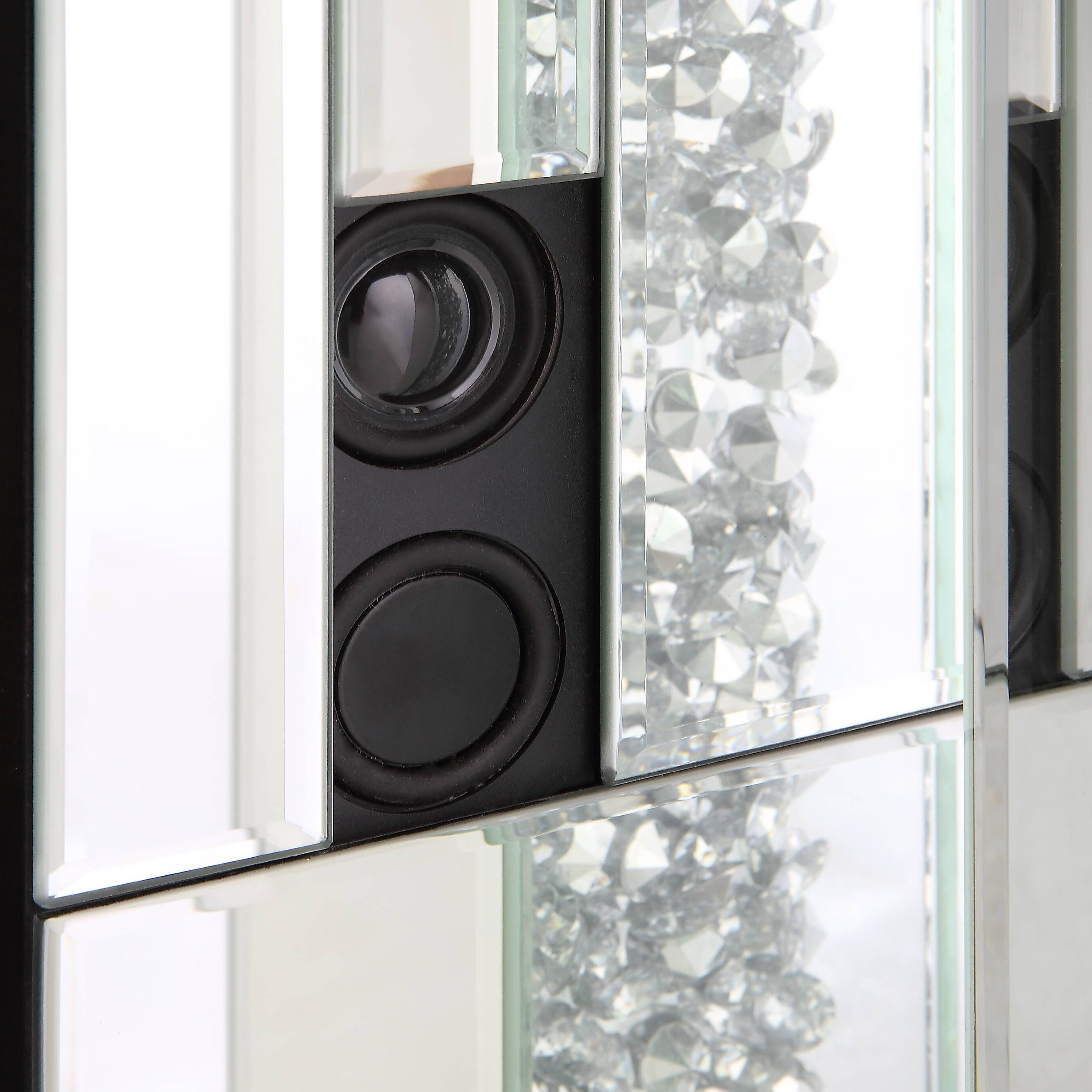 Everly Quinn Fireplace w/Bluetooth, Mirrored & Faux Diamonds | Wayfair